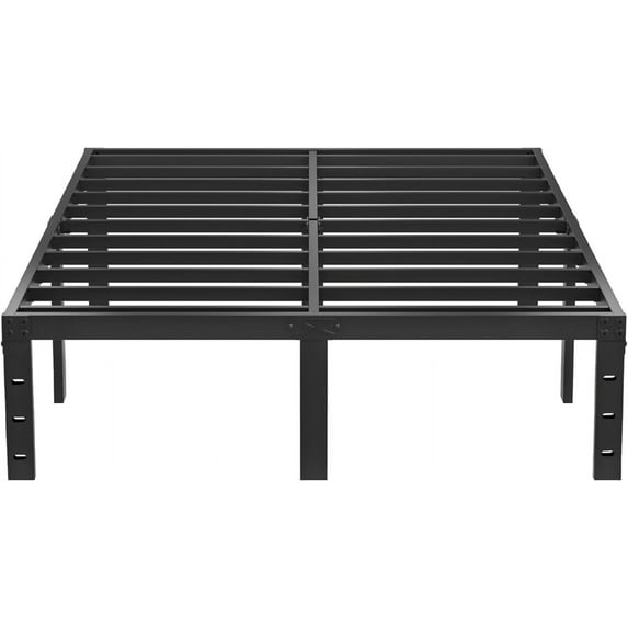 Bed Frame - 14 Inch Tall Bedframe Black Basic Slats Platform No Box ...