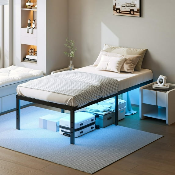 Bed Frame, 14 inch Bed Frame with Lights, Platform Bed Frame , Easy ...