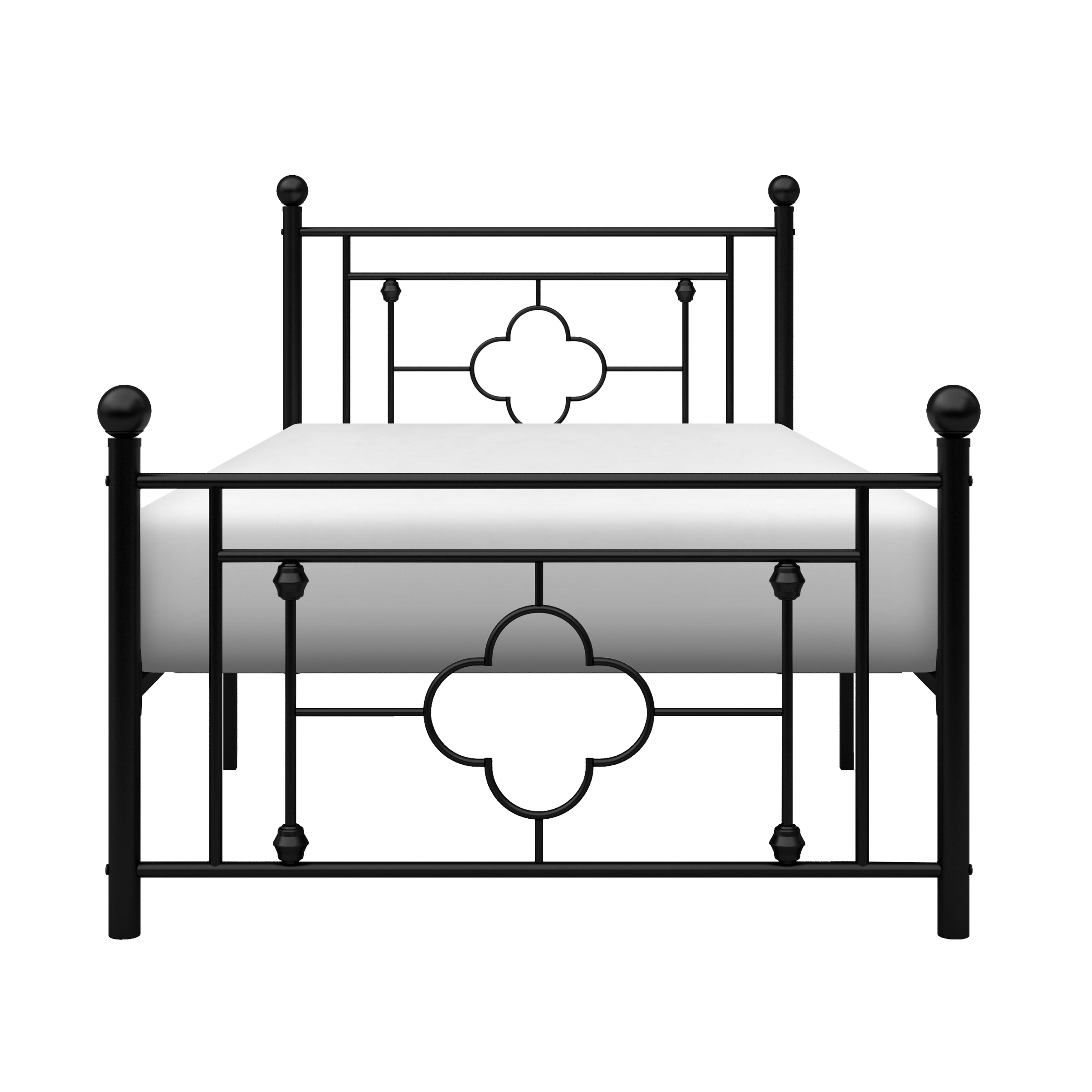 Bed Frame 1pc Twin Platform Bed Black Finish Metal Frame Ball Finials ...