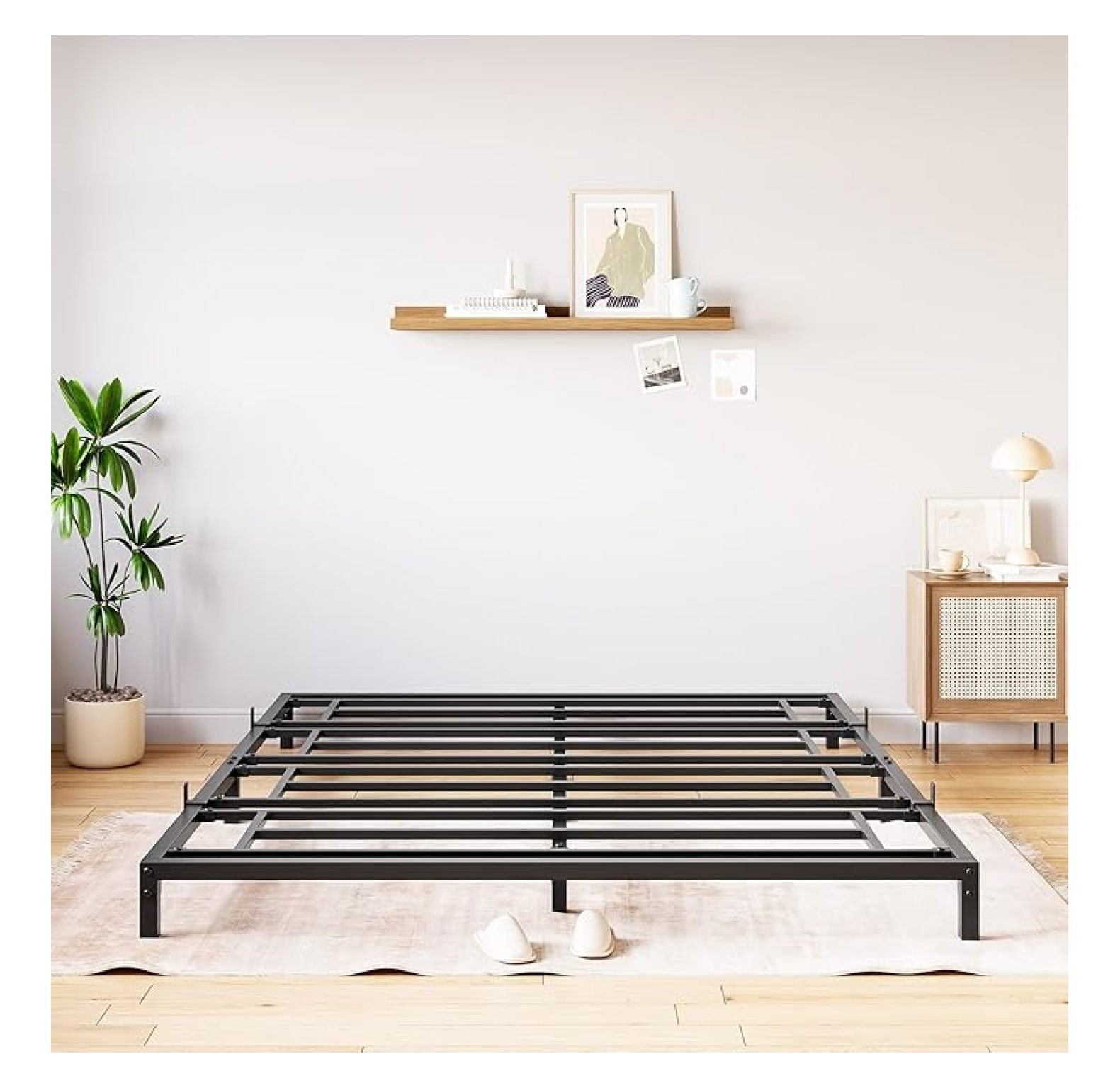 Bed Frame No Box Spring Needed, Sturdy Metal Platform Bed Frame, Basic ...