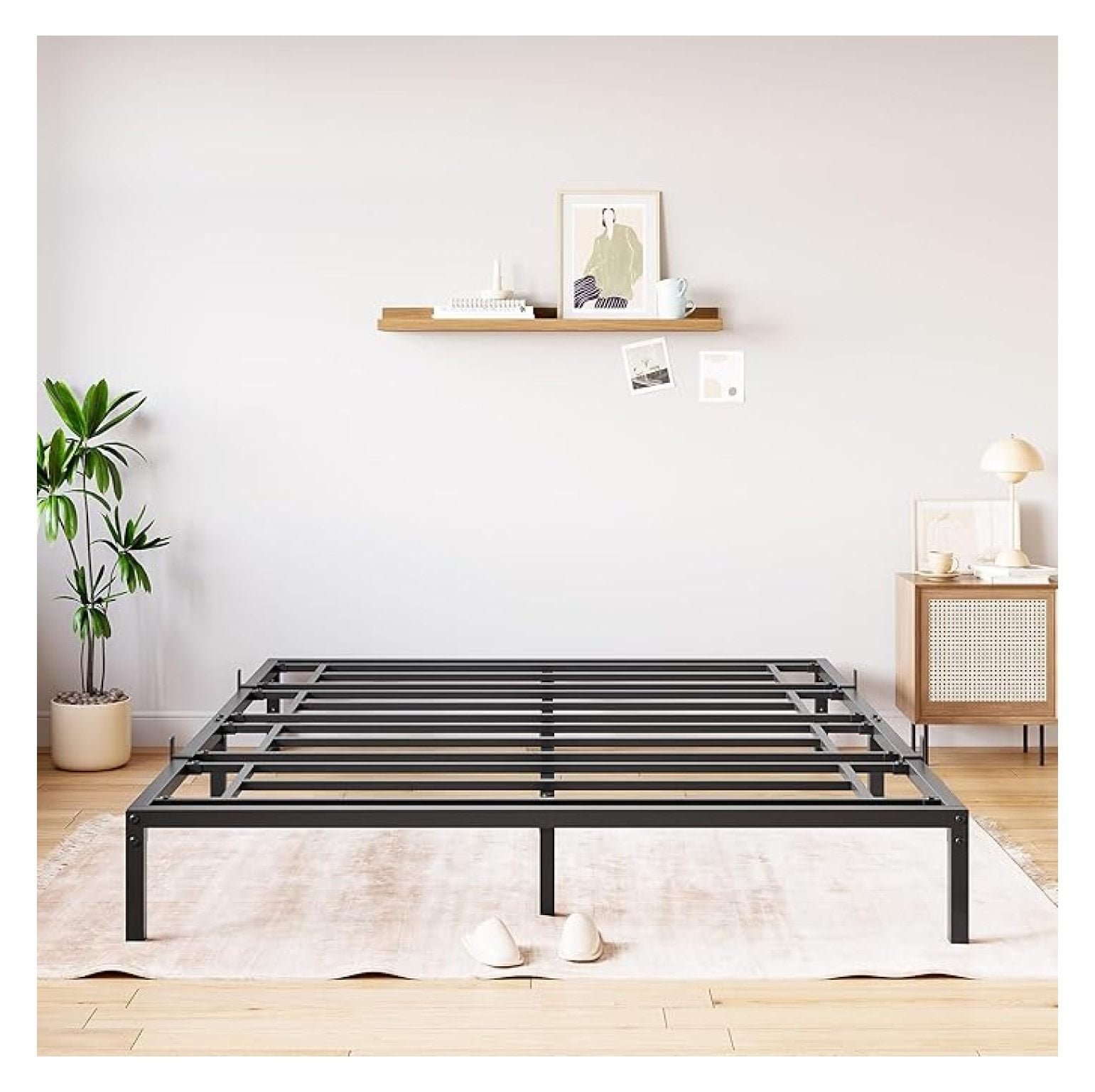 Bed Frame No Box Spring Needed, Sturdy Metal Platform Bed Frame, Basic ...