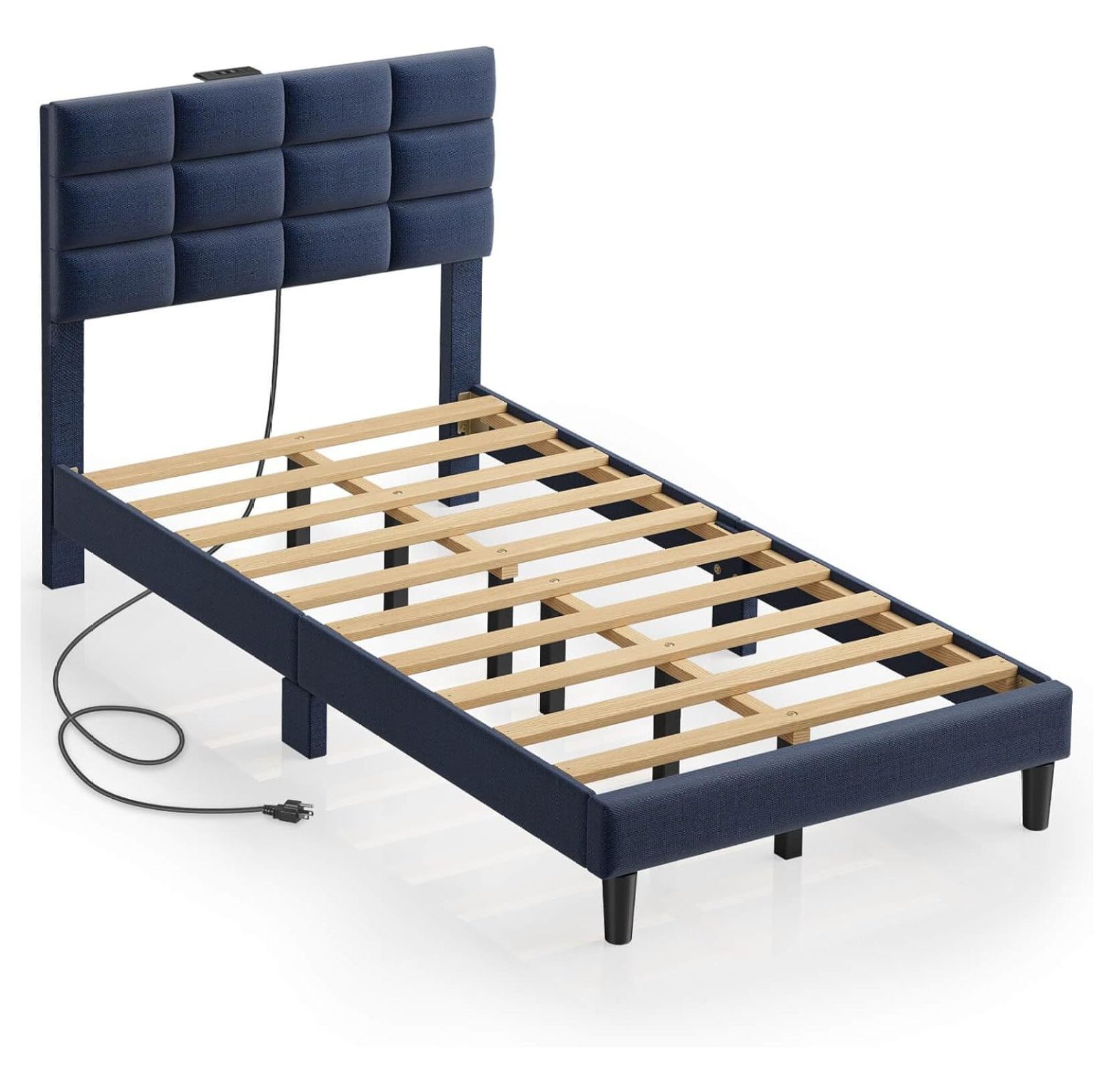 Bed Frame Bed Frame with Charging Station and Storage Headboard ...