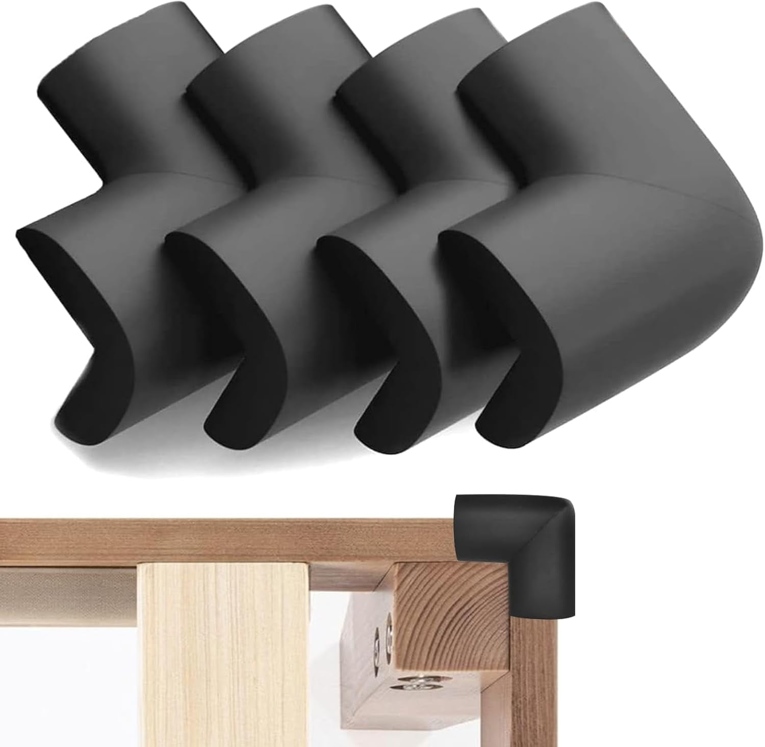 Bed Frame Corner Protector Black: 4 Pack Foam Rubber Guards Bumpers for ...