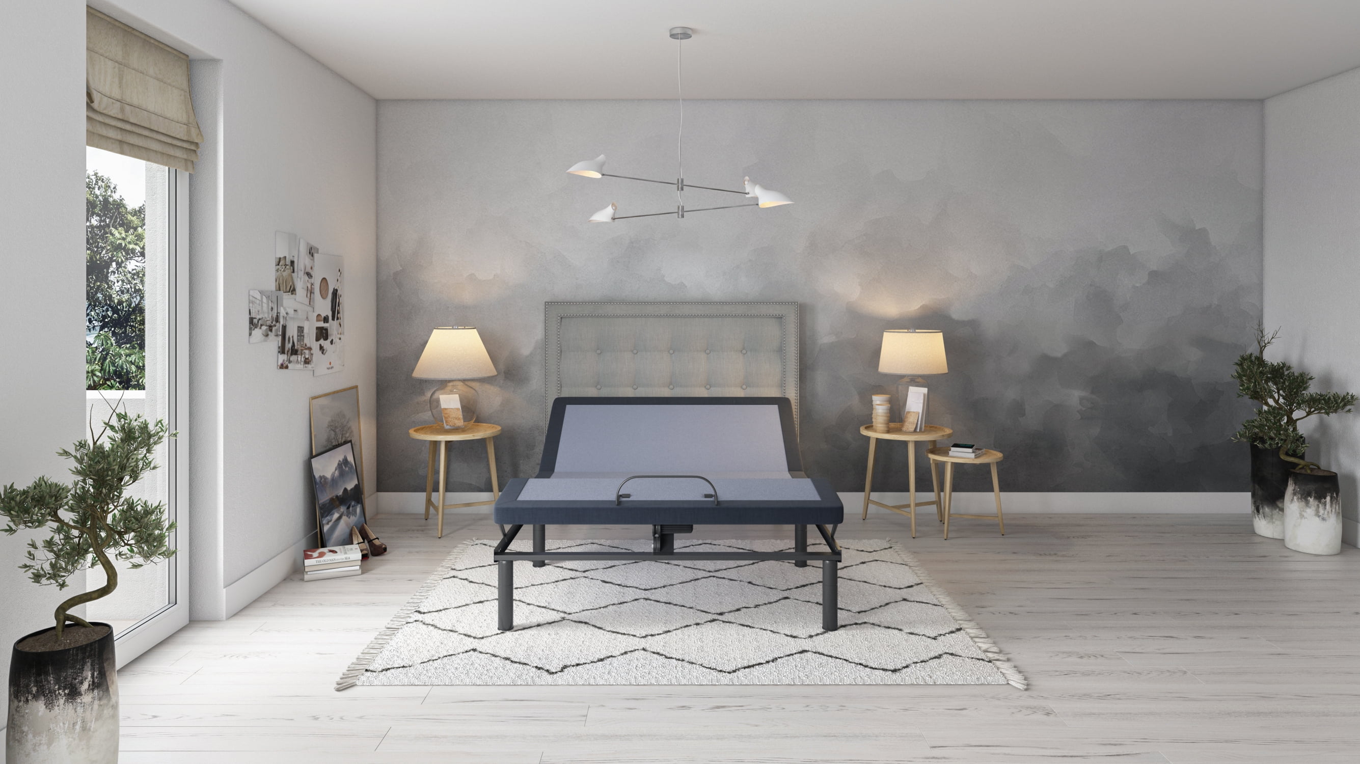 Bed Frame Full Adjustable Bed Base with Three Vibration Modes and Head ...