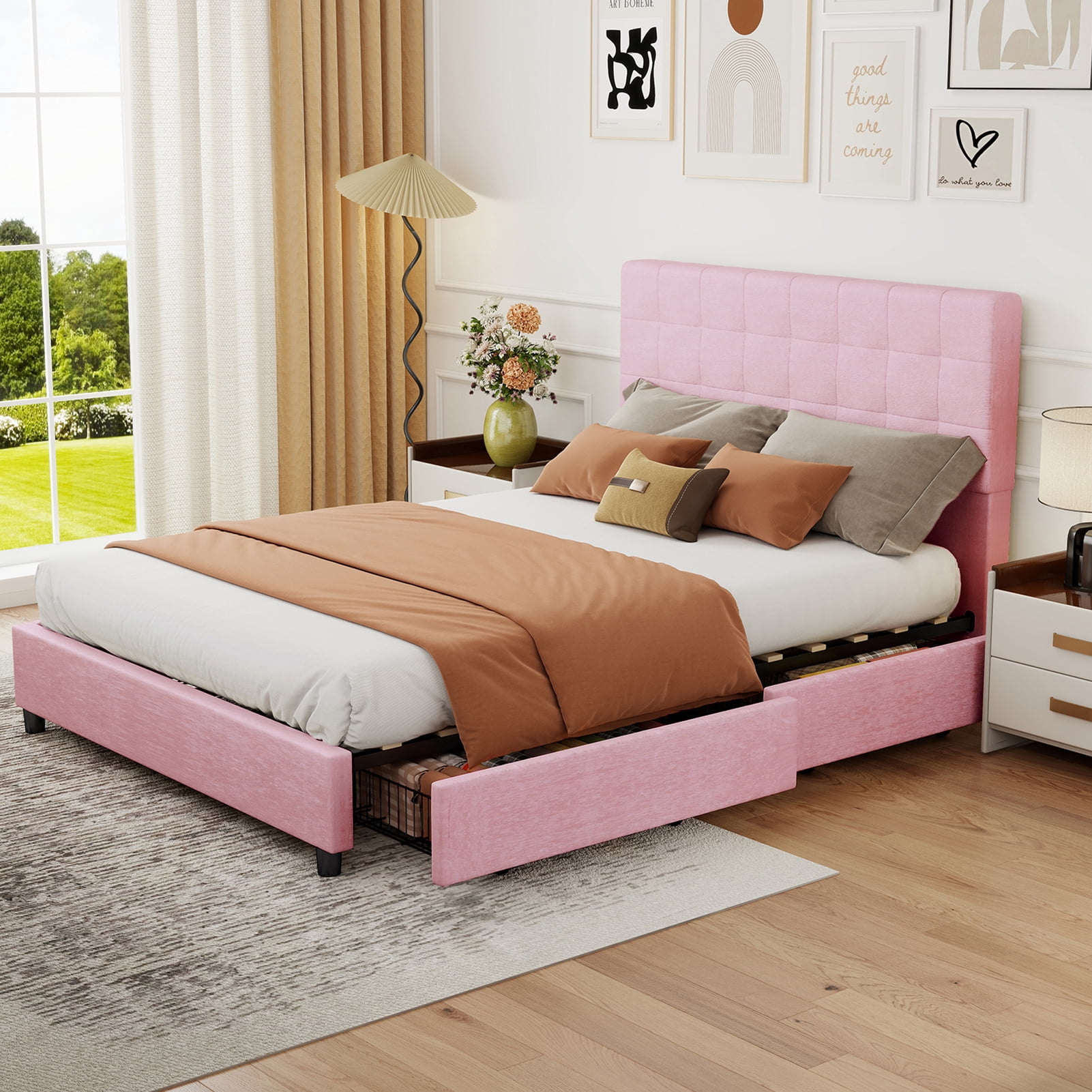 Bed Frame Full Bed Frame Full Size Bedframe Upholstered Vertical ...