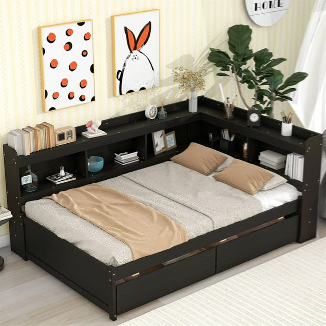 Bed Frame Full, Full Size Bed Frame with Multifunctional Function L ...