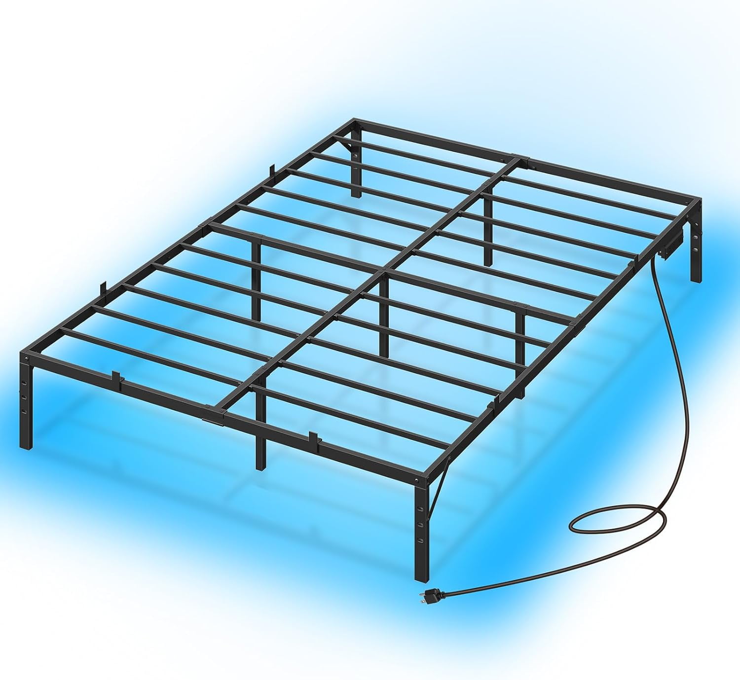 Bed Frame, Full Metal Platform Bed Frame with Charging Station and LED ...