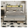Bed Frame Full Size with Charging Station, Platform Metal Bed with ...