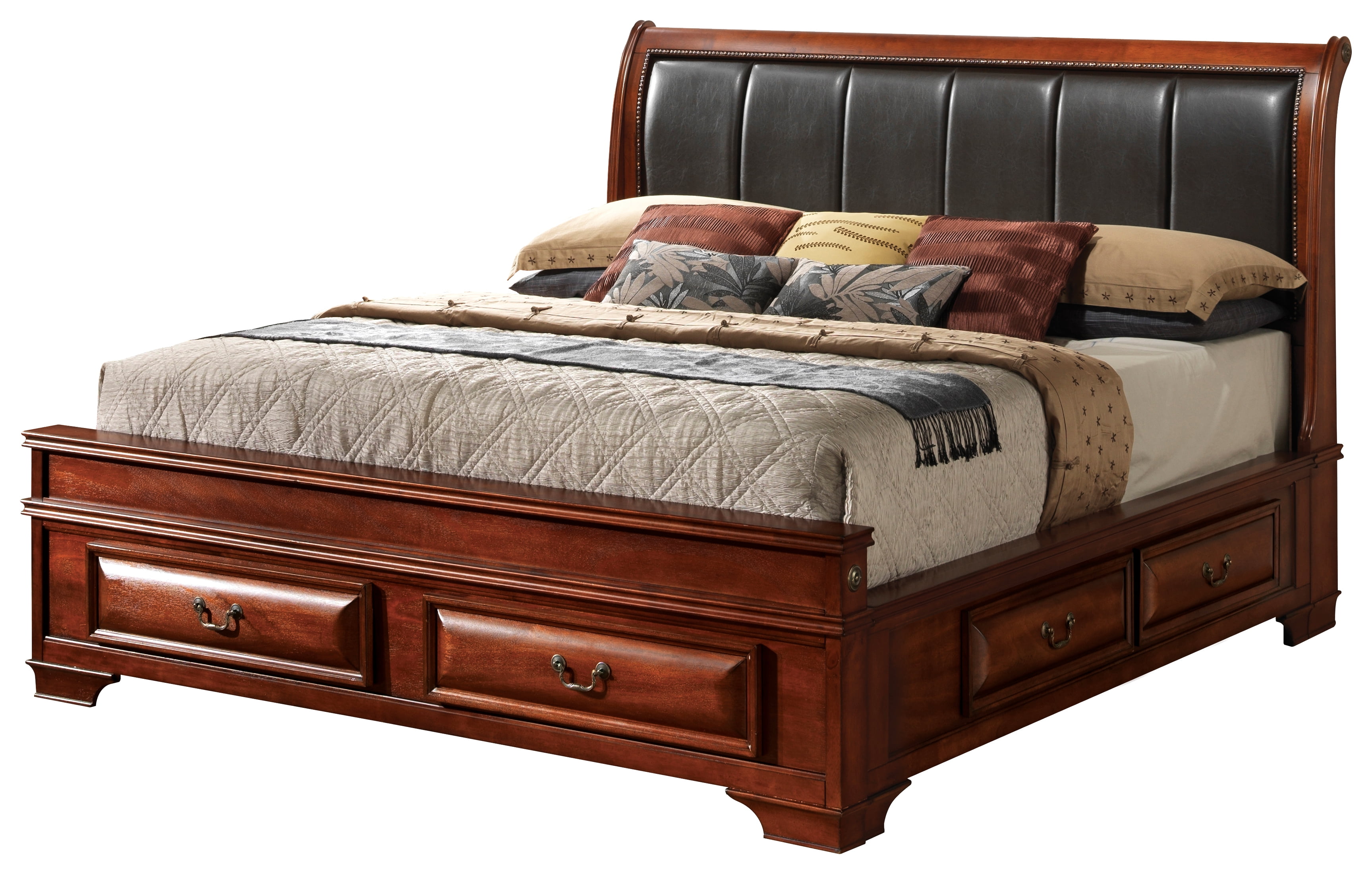 Bed Frame G8850C-KB3 King Storage Bed , Oak - Walmart.com