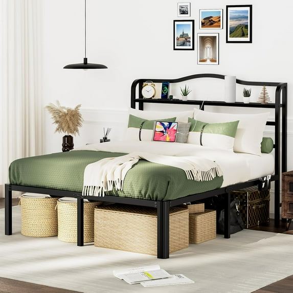 Bed Frame with Headboard Size Bed Frame 14 Inch Tall Beds with Station ...