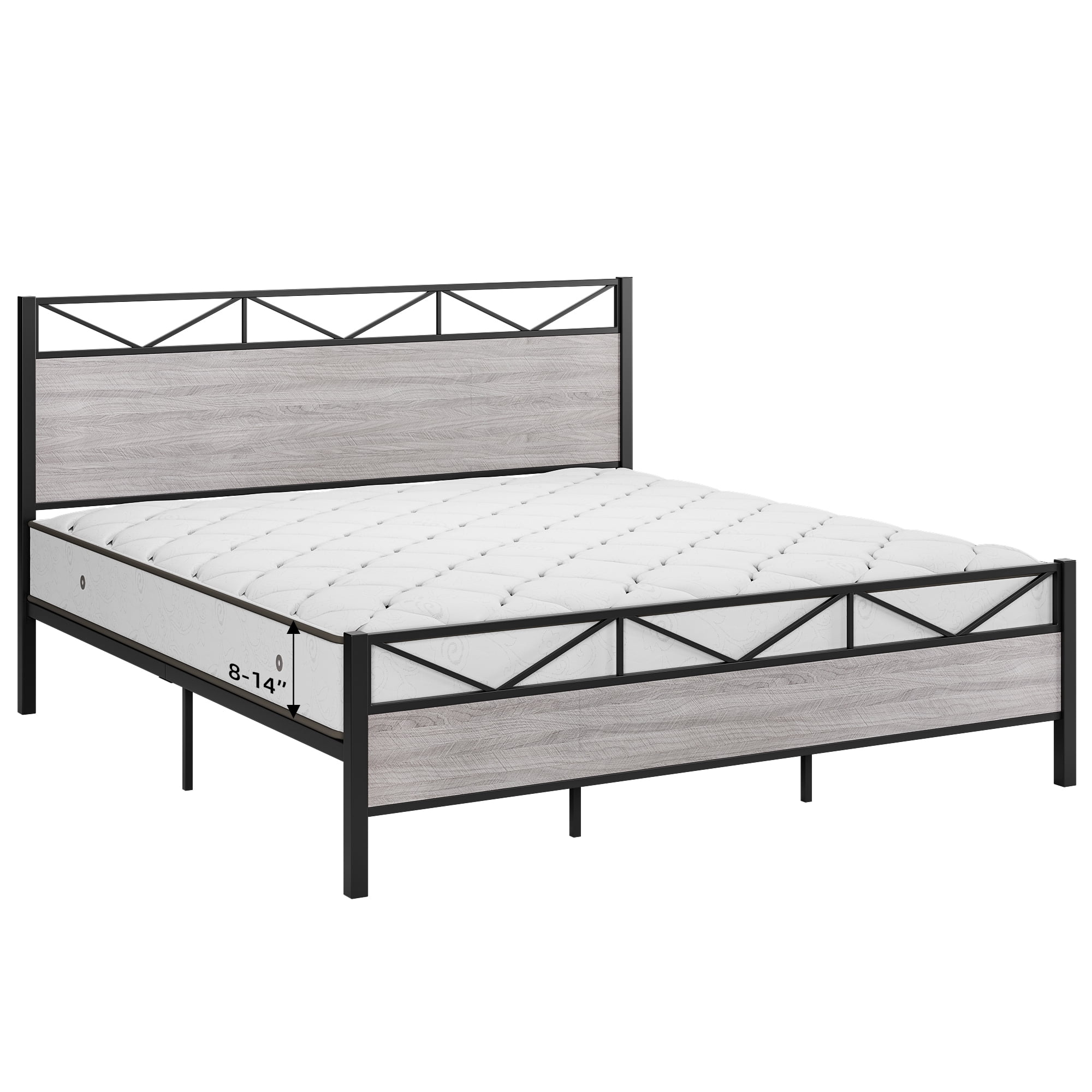 Bed Frame Metal Platform Bed Frame with Headboard and Footboard ...