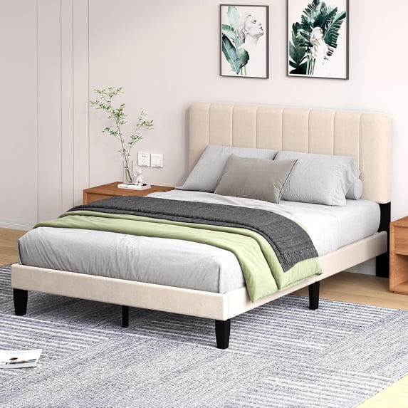Bed Frame,Modern Size Bed Frame Fabric Platform Bed Frame with ...