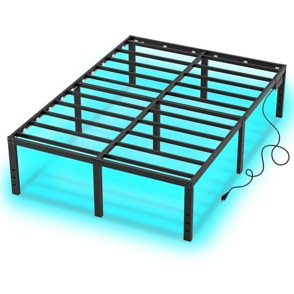 Bed Frame Platform Bed Frame Size with Lights 14" Bed Frame Lights with ...