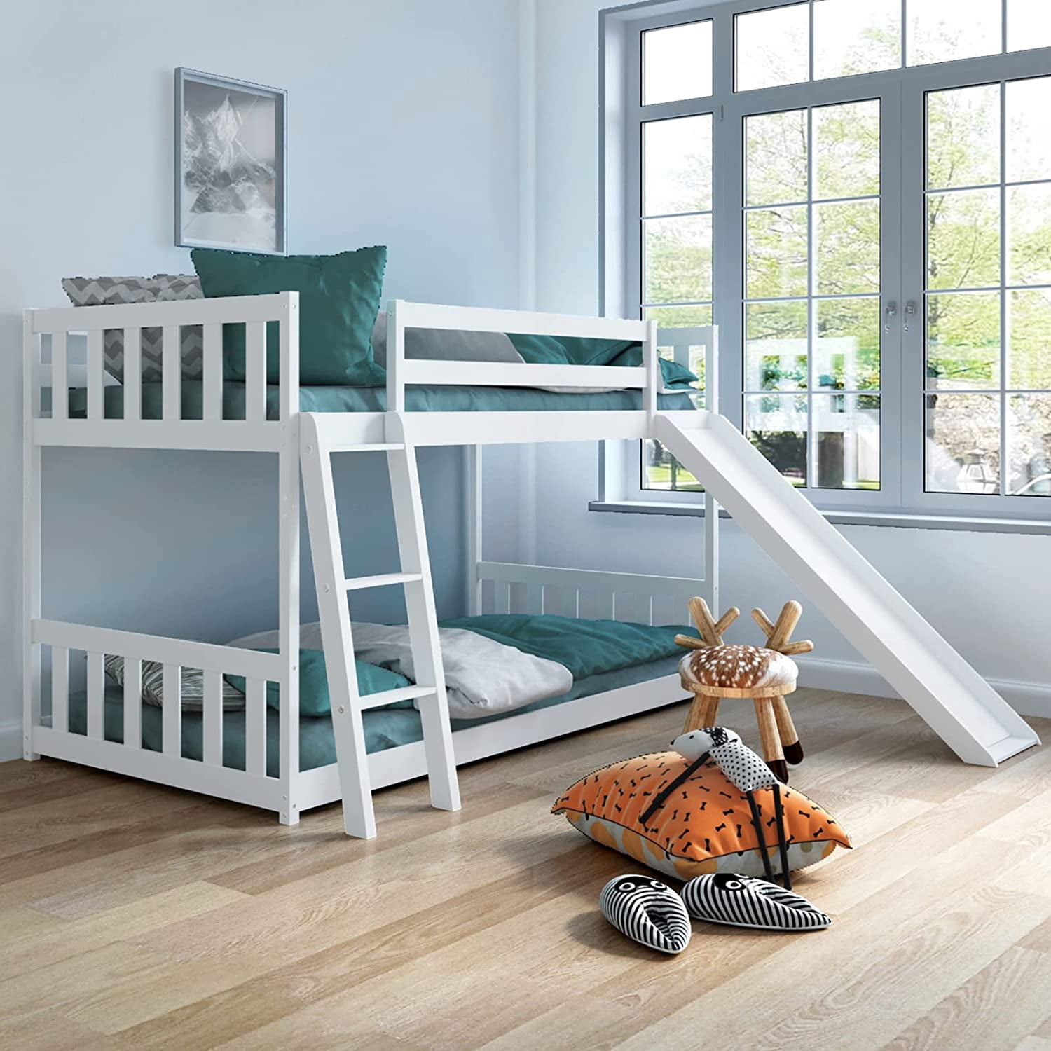 Bed Frame Queen Metal Canopy Platform Bed Frame with Built-in Headboard ...