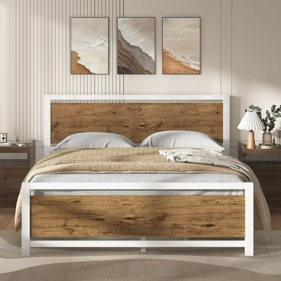 Bed Frame Queen Size, Queen Bed Frame with Headboard, Queen Size Bed ...