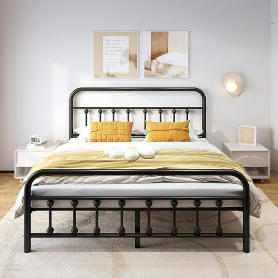 Bed Frame, Size Bed Frame with Headboard,Structurally , Slat Supported ...