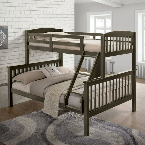 Bed Frame Transition Twin Full Bed With Slat Design And Angled Ladder ...