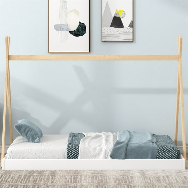 Bed Frame Twin, Twin Bed Frames, Full Size Tent Floor Bed with Triangle ...