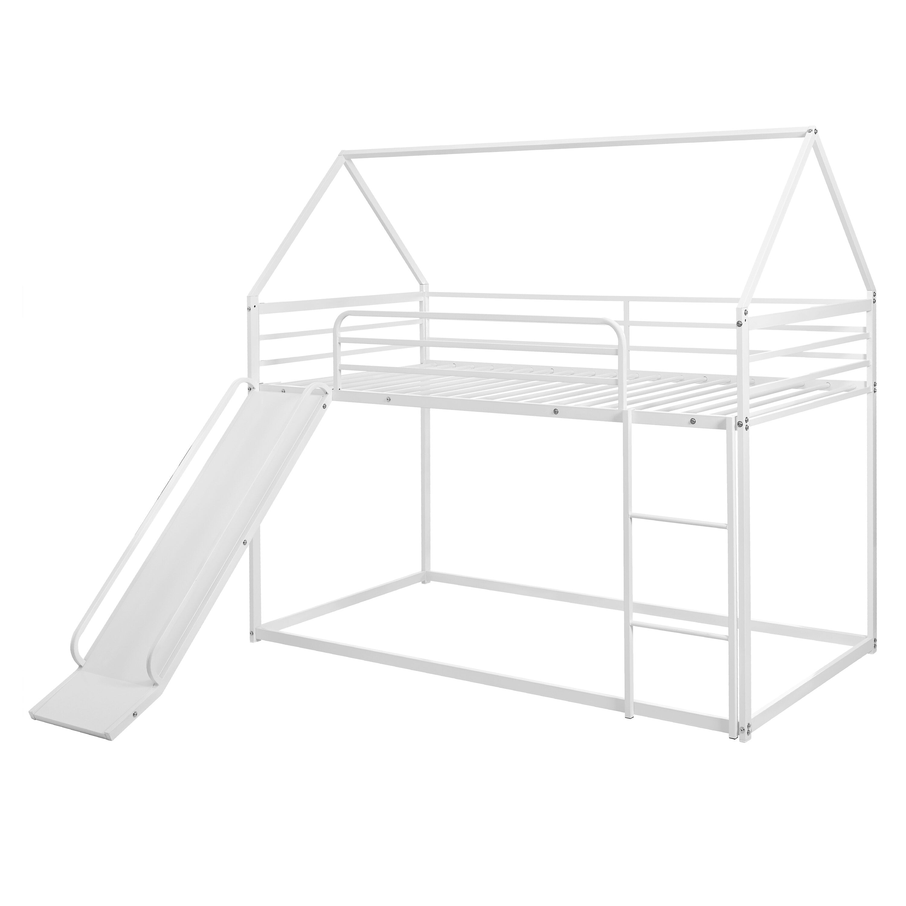 Bed Frame, Twin over Twin House Bed, White Platform Bed Frame,Steel ...