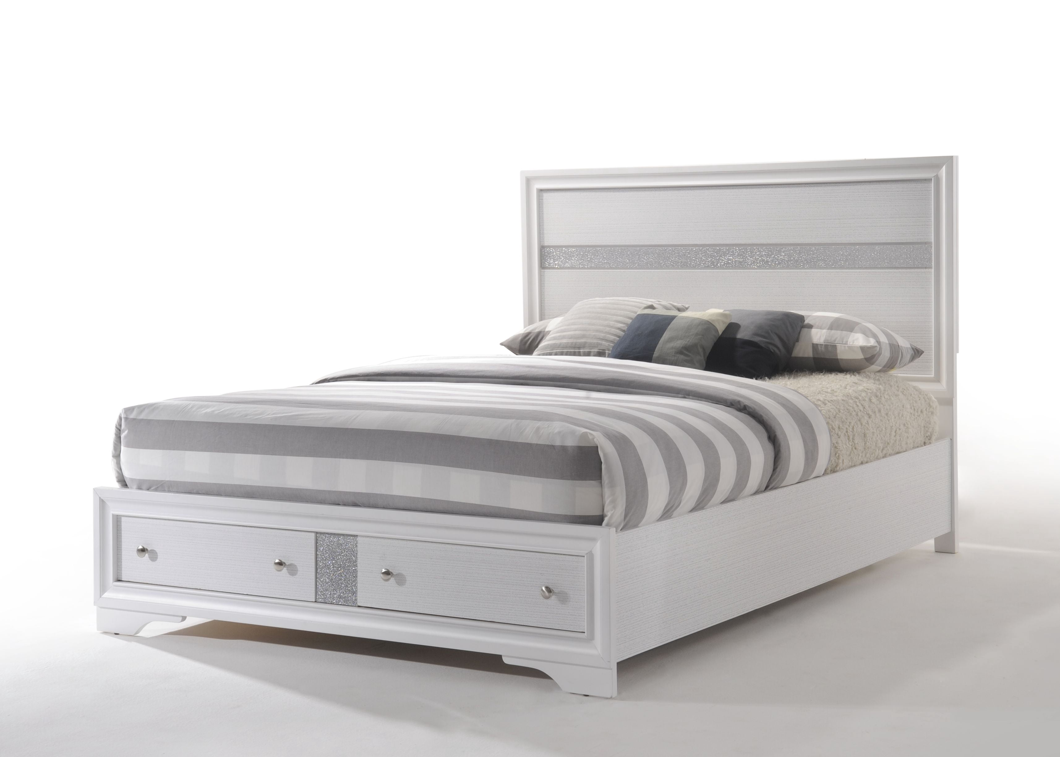 Bed Frame White Queen Bed with Storage - Walmart.com