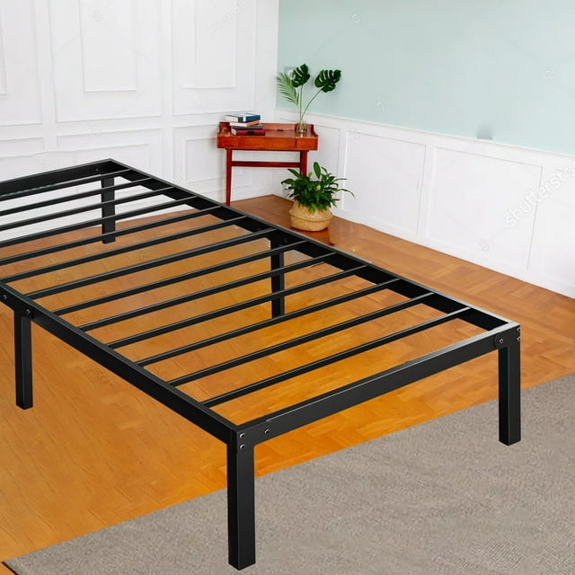 Twin Bed Frame No Box Spring Needed, With Storage Metal Platform Bed ...