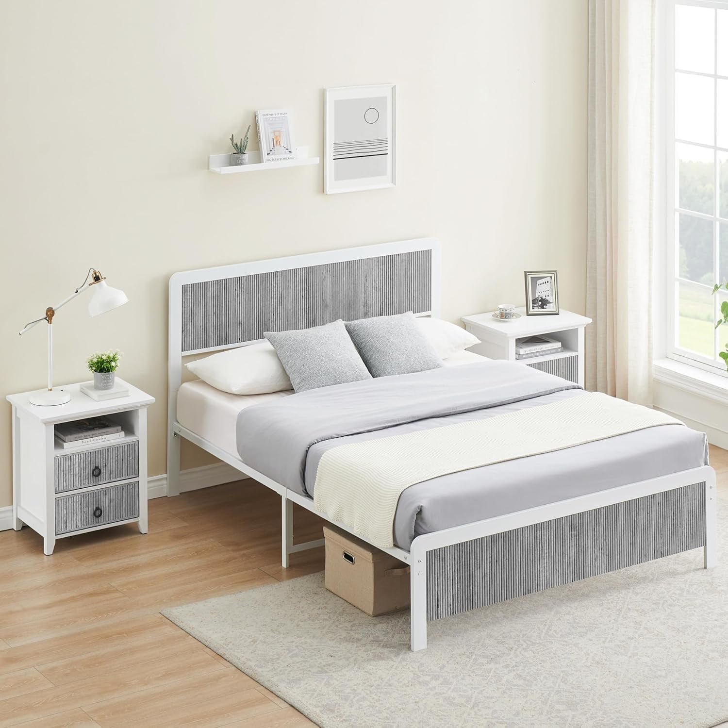 Bed Frame with Headboard and Footboard,Under Bed Storage,Safe Rounded ...