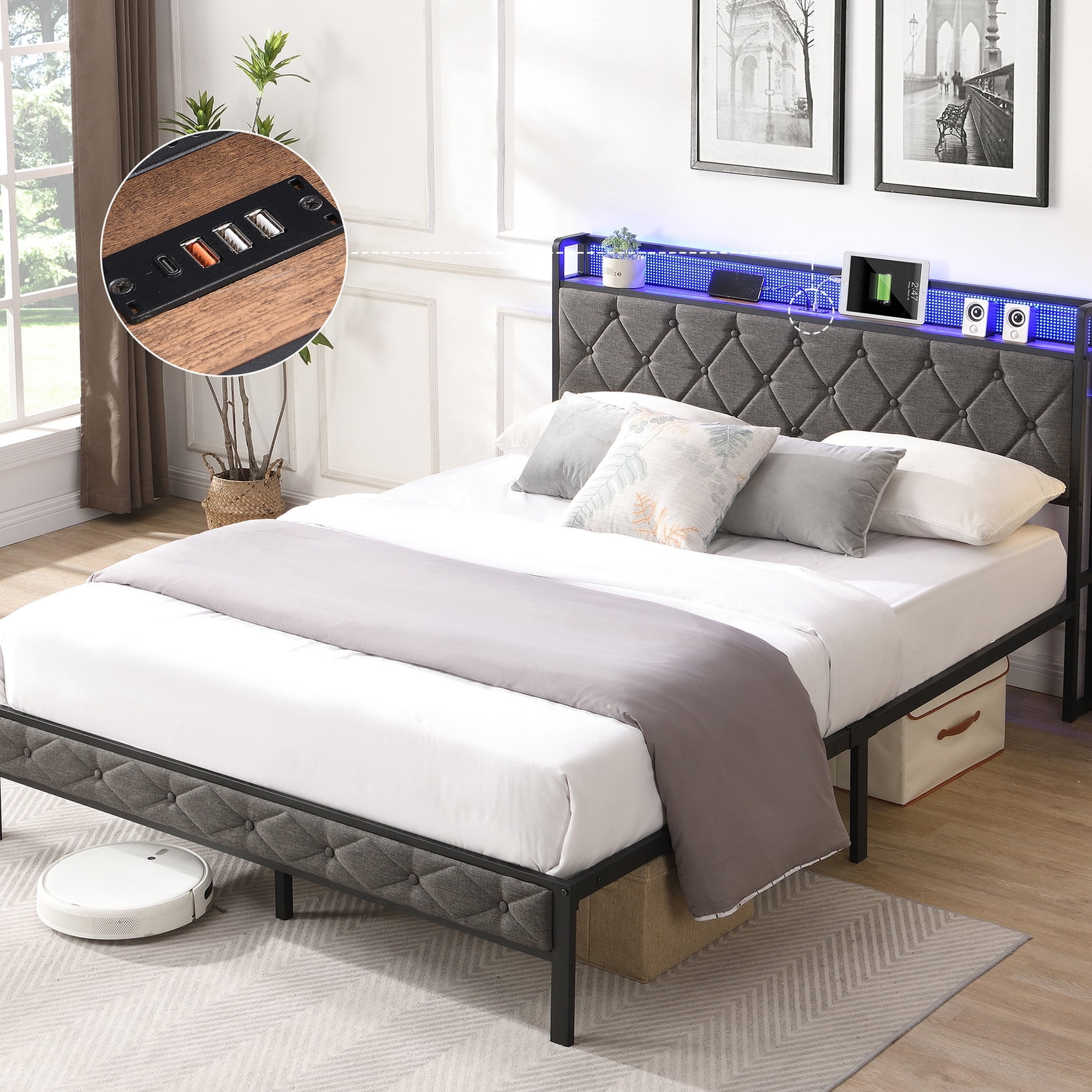 Bed Frame with LED | 60000+ Color Options, Easy Assembly | Bedroom ...
