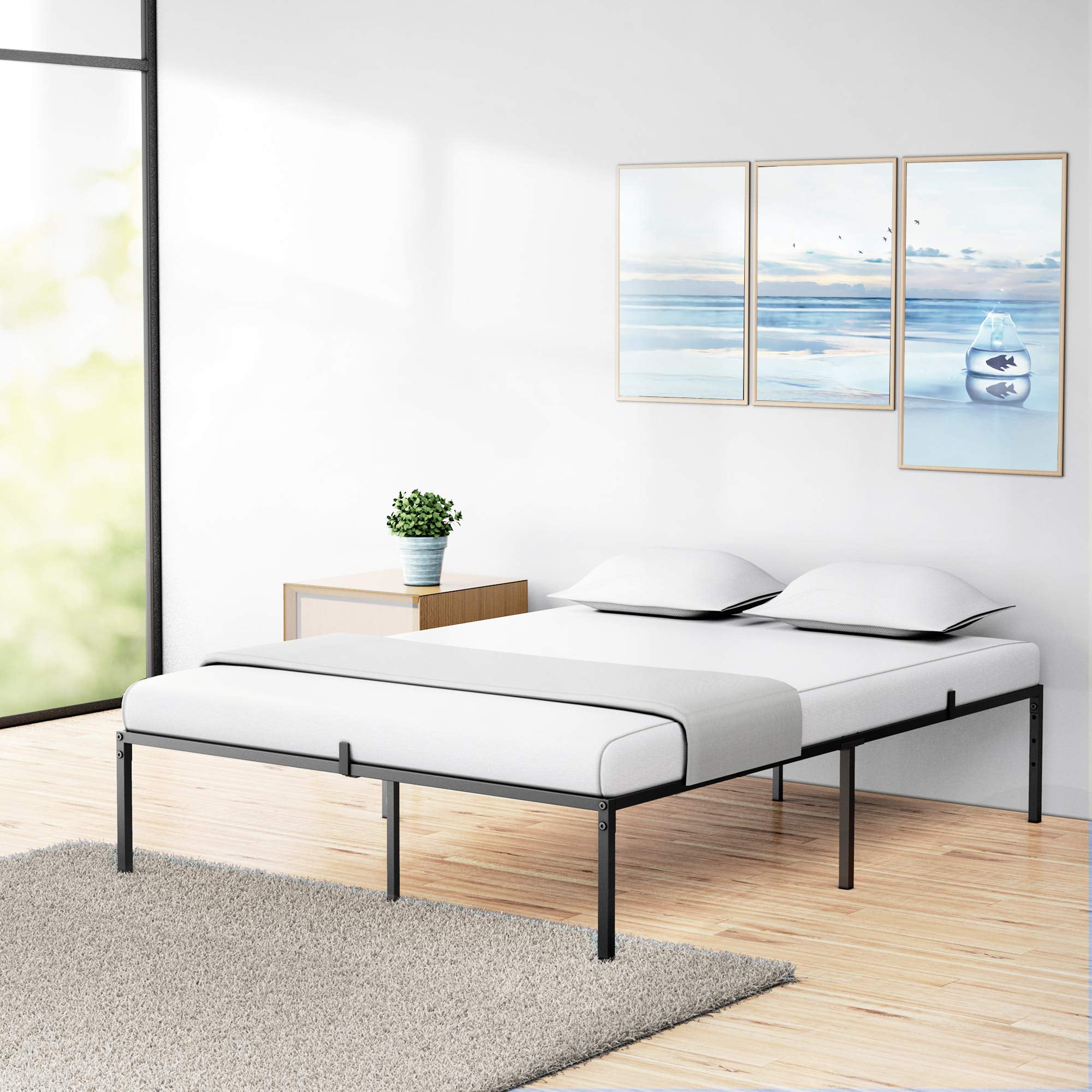 Bed Frame with Storage,Metal Platform Bed Frame with Steel Slat Support ...