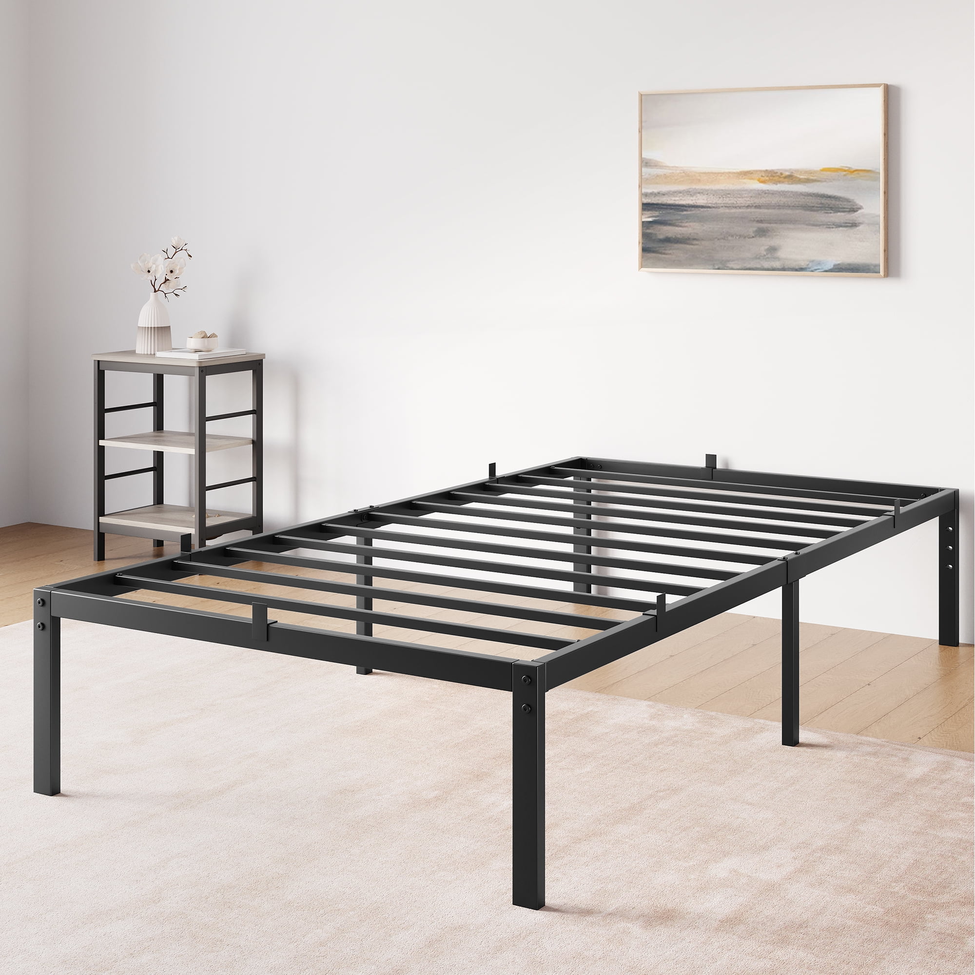 Bed Frame with Storage,Metal Platform Twin Bed Frame No Box Spring ...