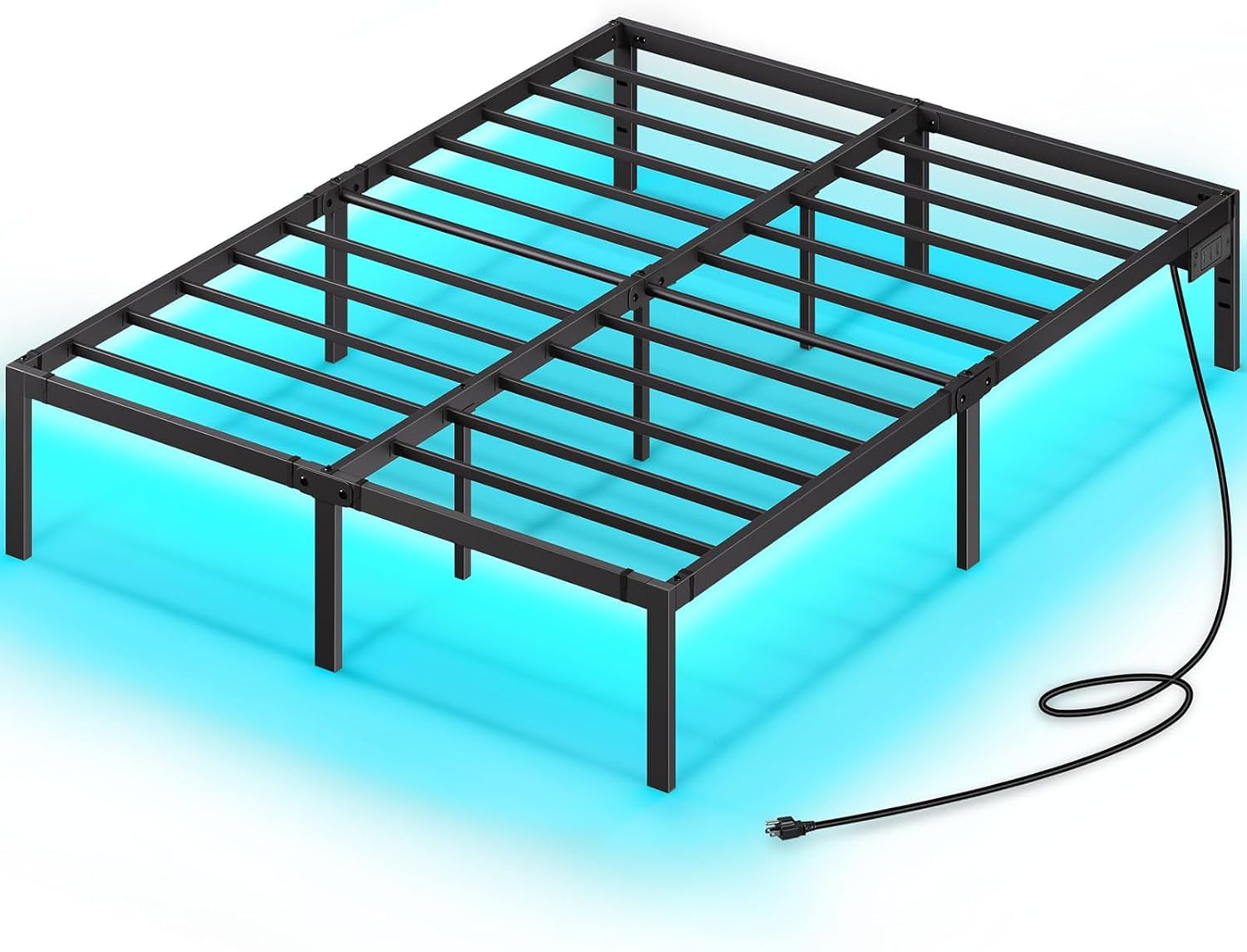 Bed Frame with USB Charging Station, Full Bed Frame with LED Lights ...