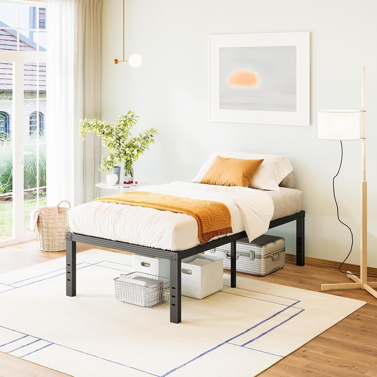 -Bed-Frames / 18 Inch -Bed-Frame-/No Box Spring Needed/Easy Assembly ...