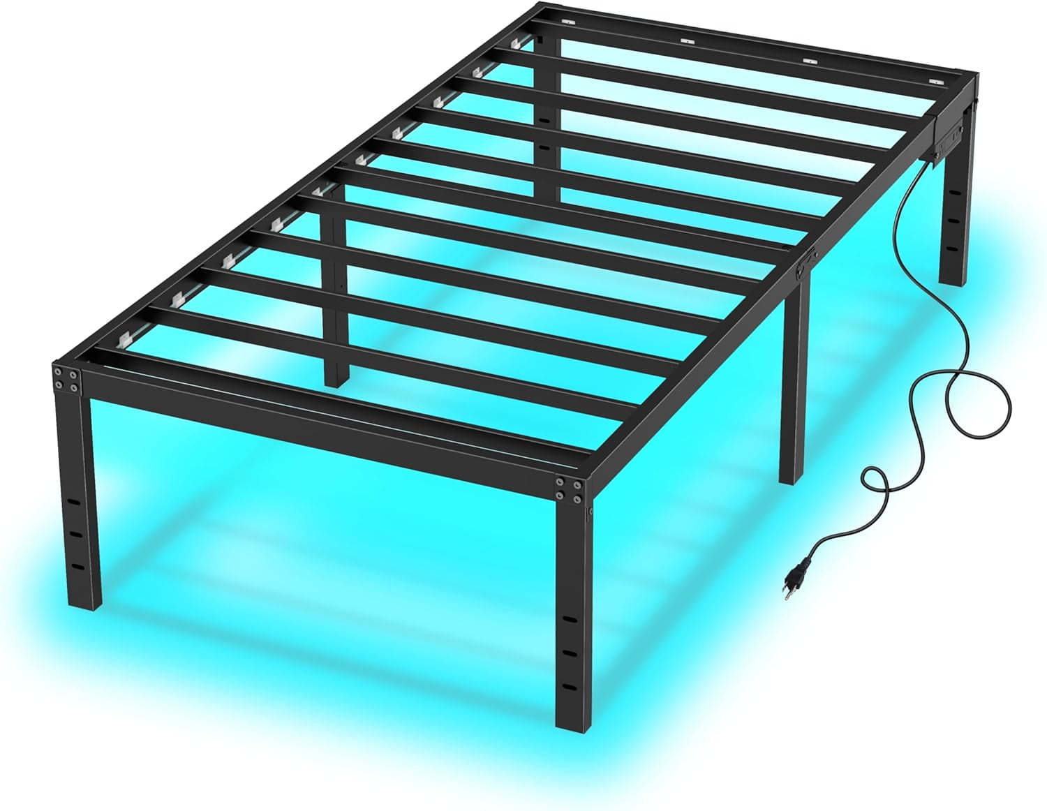Bed Frames 18 Inch Tall Platform Bed Frame with Lights and Plug,Black ...