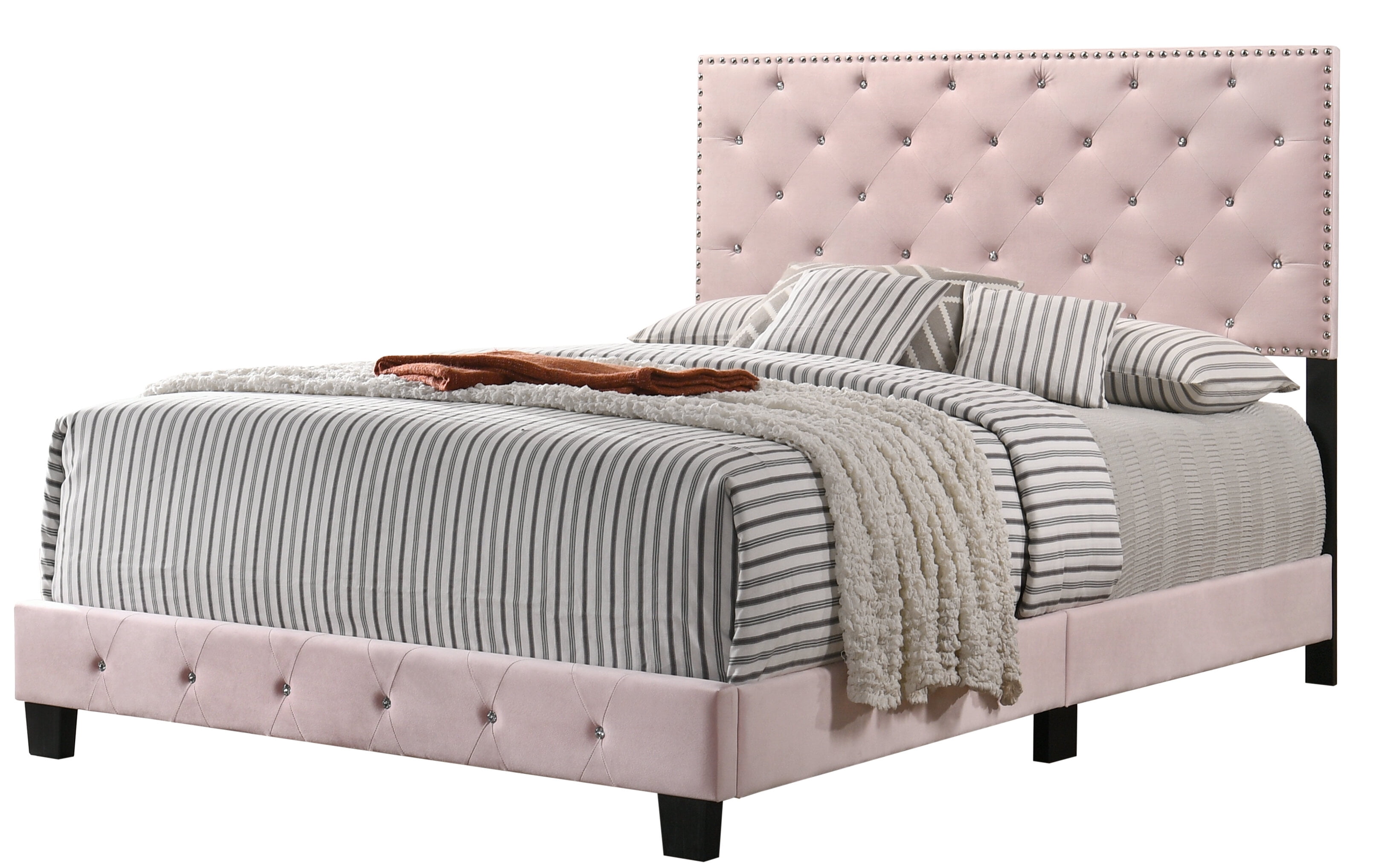 Bed Frames Charming Pink Transitional King Bed For Comfort,Adjustable ...
