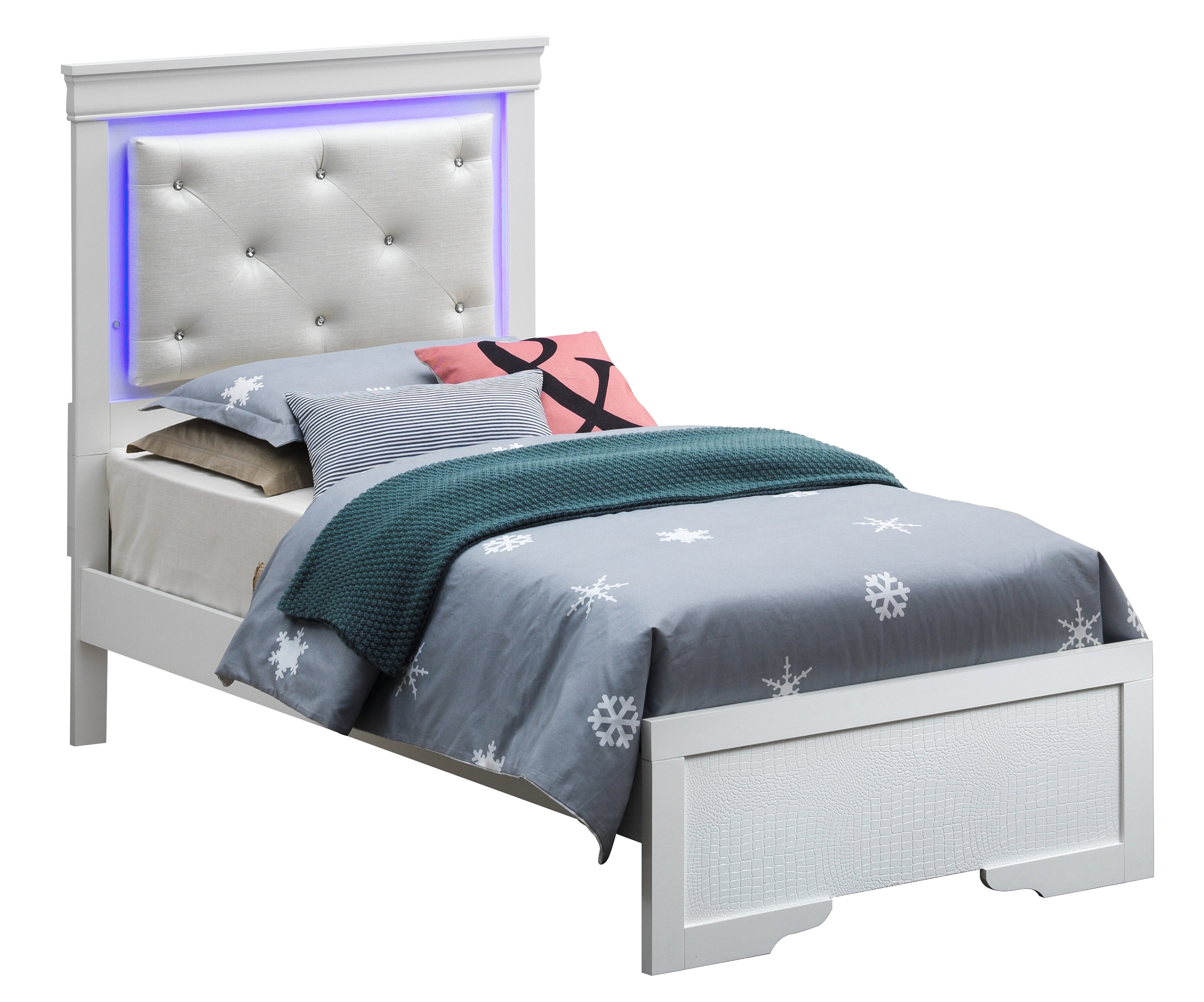 Bed Frames, Elegant Transitional Twin Bed Design, Champagne Storage ...