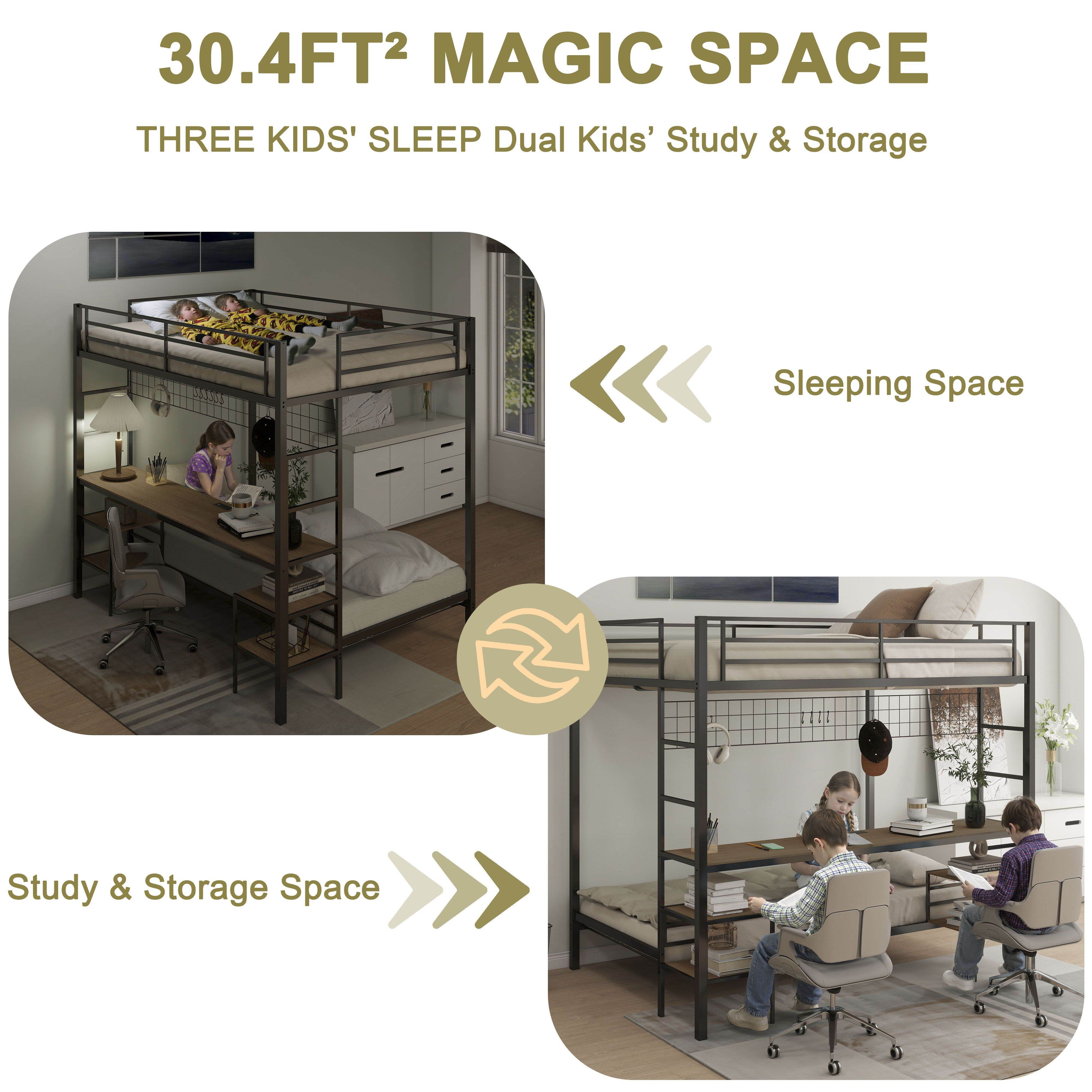 Bed Frames Ethan Full Over Twin Bunk Bed with Desk and Charging Station ...