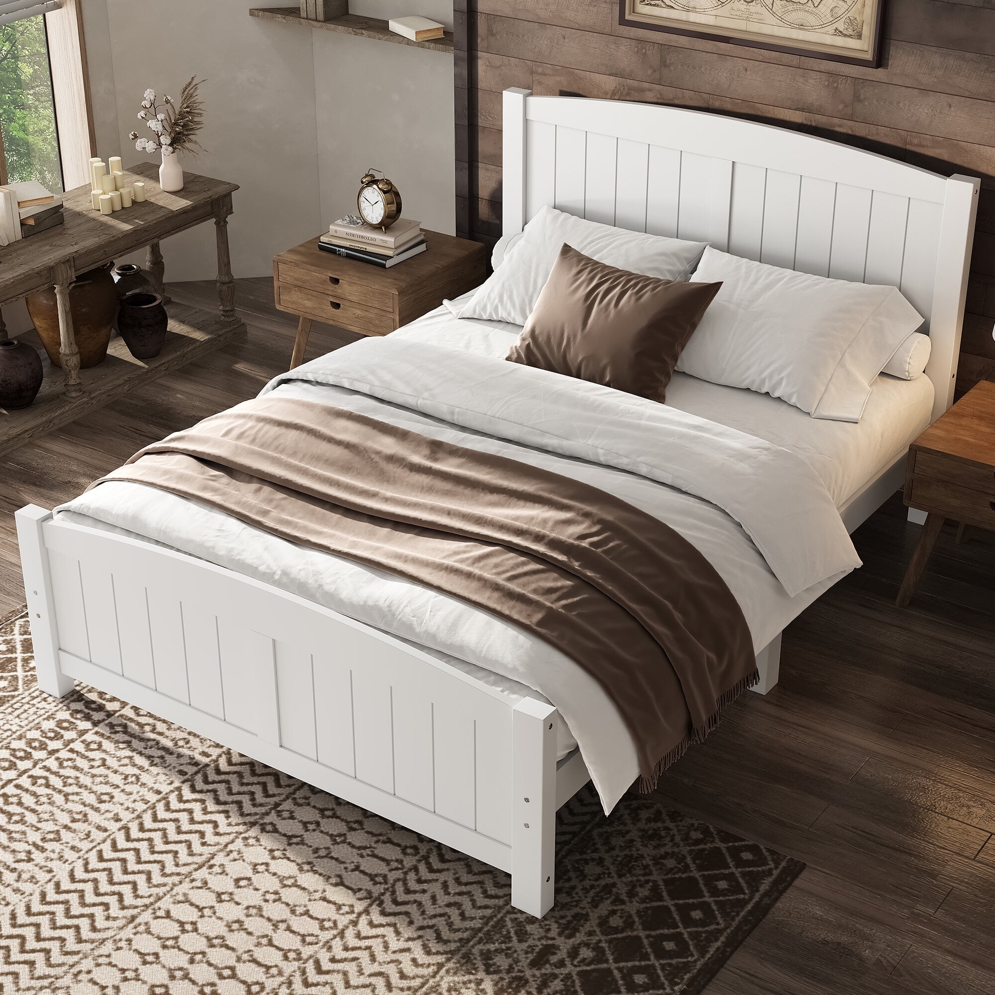 Bed Frames Full Size Platform Bed, Solid Wood Platform Bed with Support ...