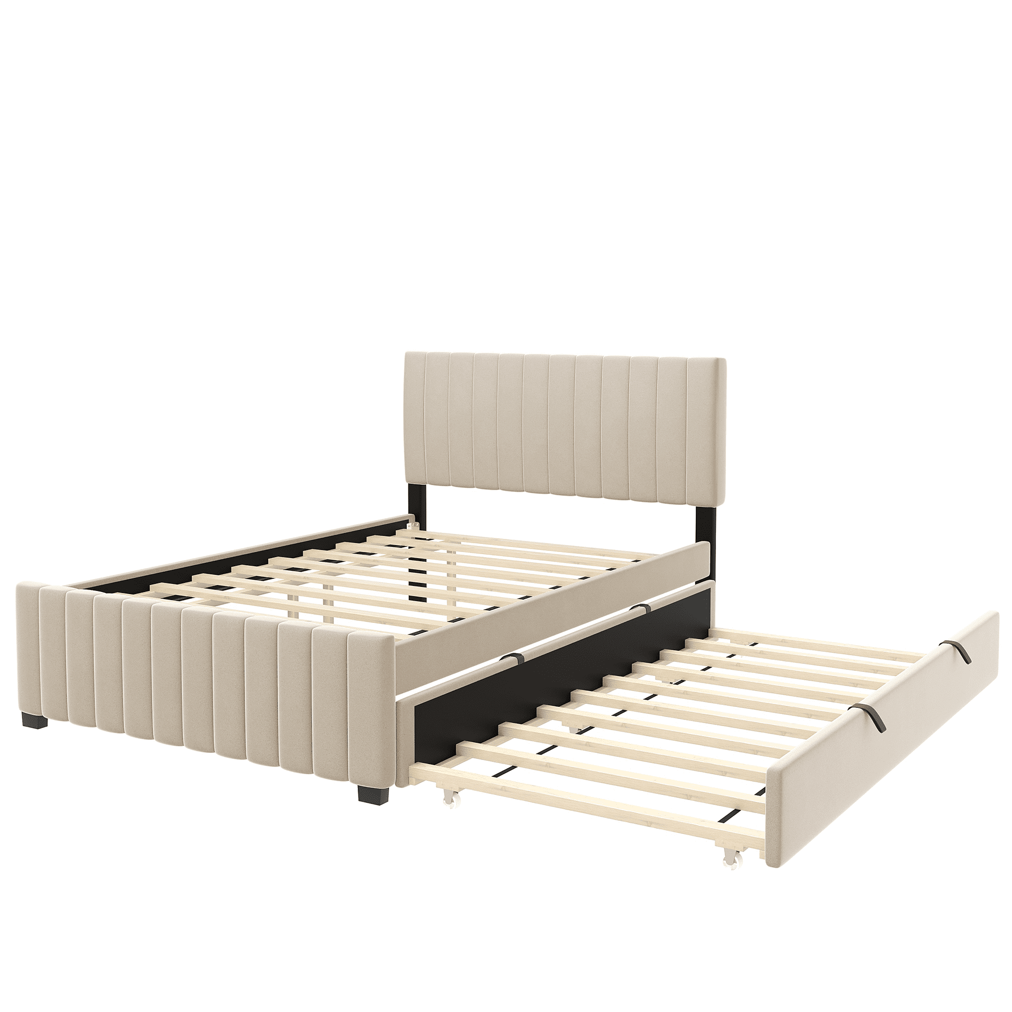Bed Frames Full Size Velvet Upholstered Platform Bed with Twin Size ...