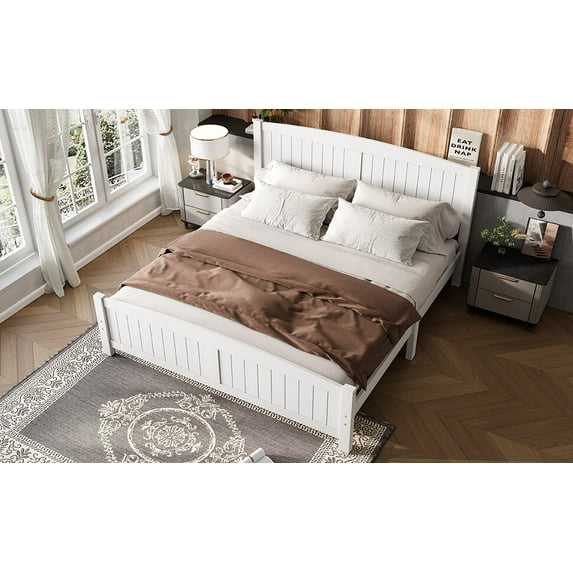 Bed Frames King Size Platform Bed, Solid Wood Platform Bed with Support ...