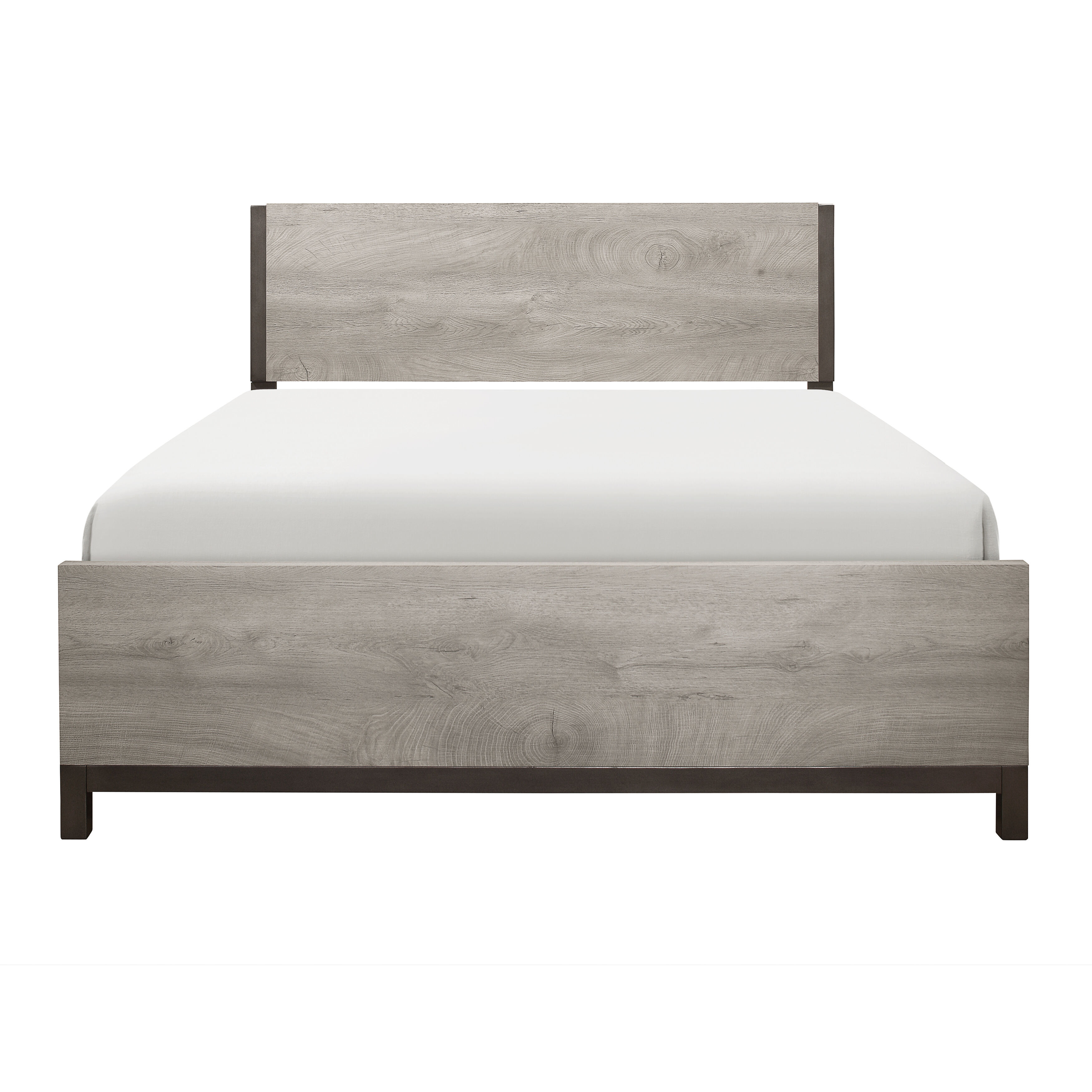 Bed Frames Light Gray Finish 1pc Full Size Bed Premium Melamine Wooden ...