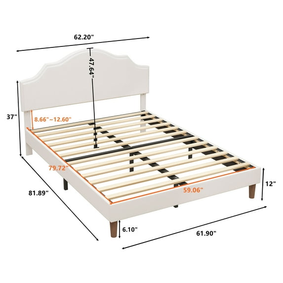 Bed Frames Queen Size Bed Frame Upholstered Platform Bed with ...