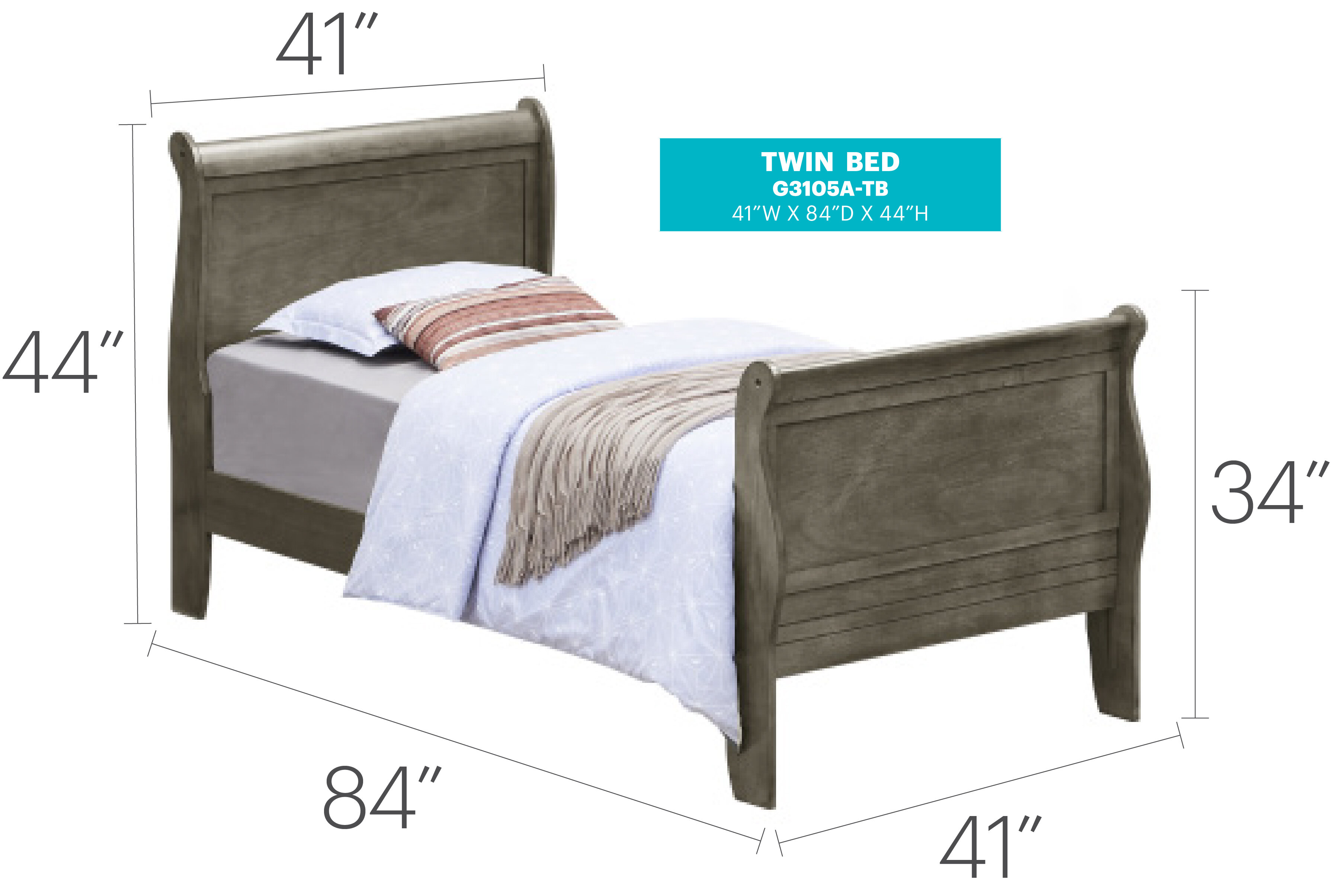 Bed Frames, Traditional Gray Twin Bed For Cozy Spaces, Gray Adjustable ...