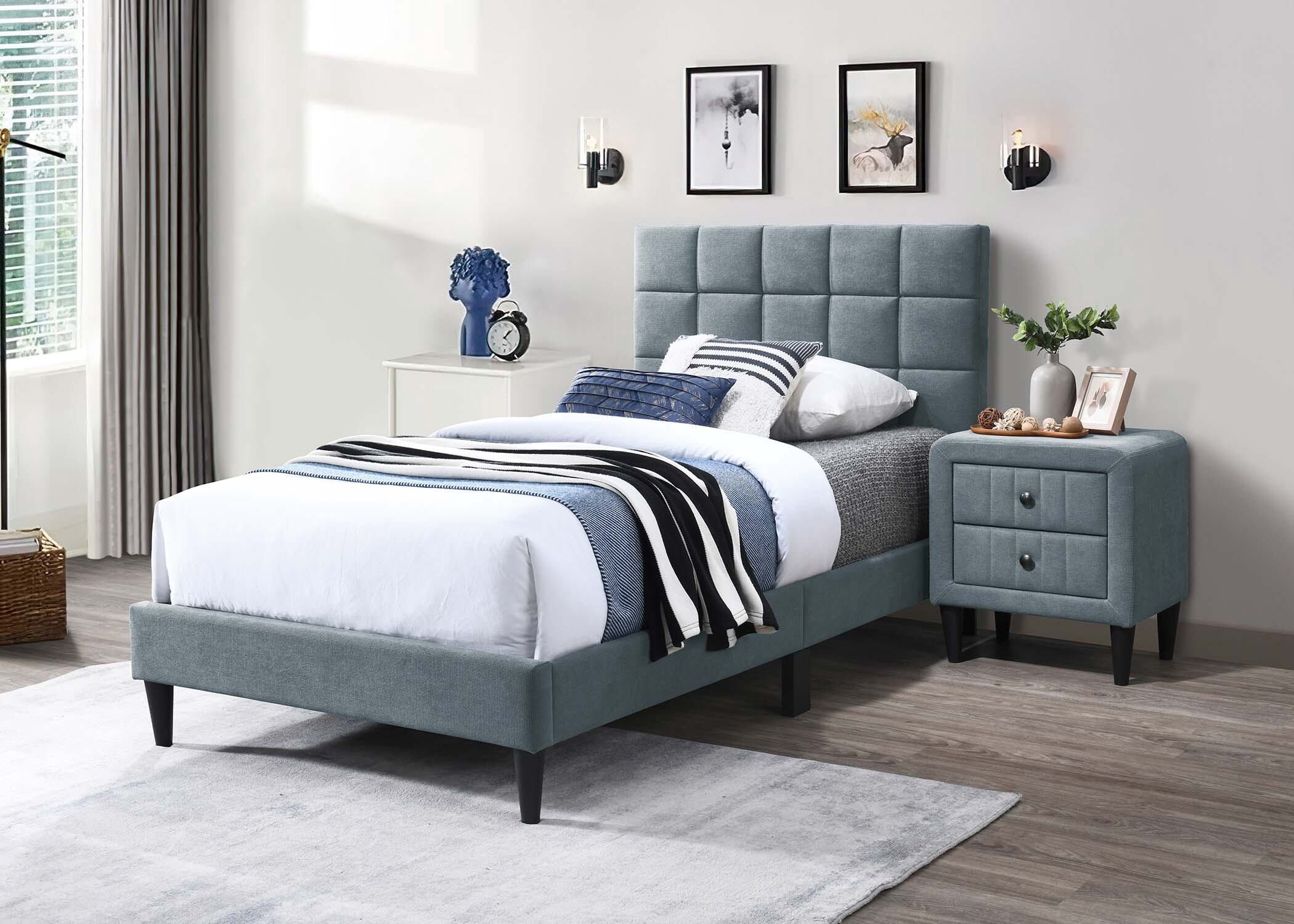 Bed Frames, Twin Bed, Gray Adjustable Bed Base,Linen Blend Storage Beds ...