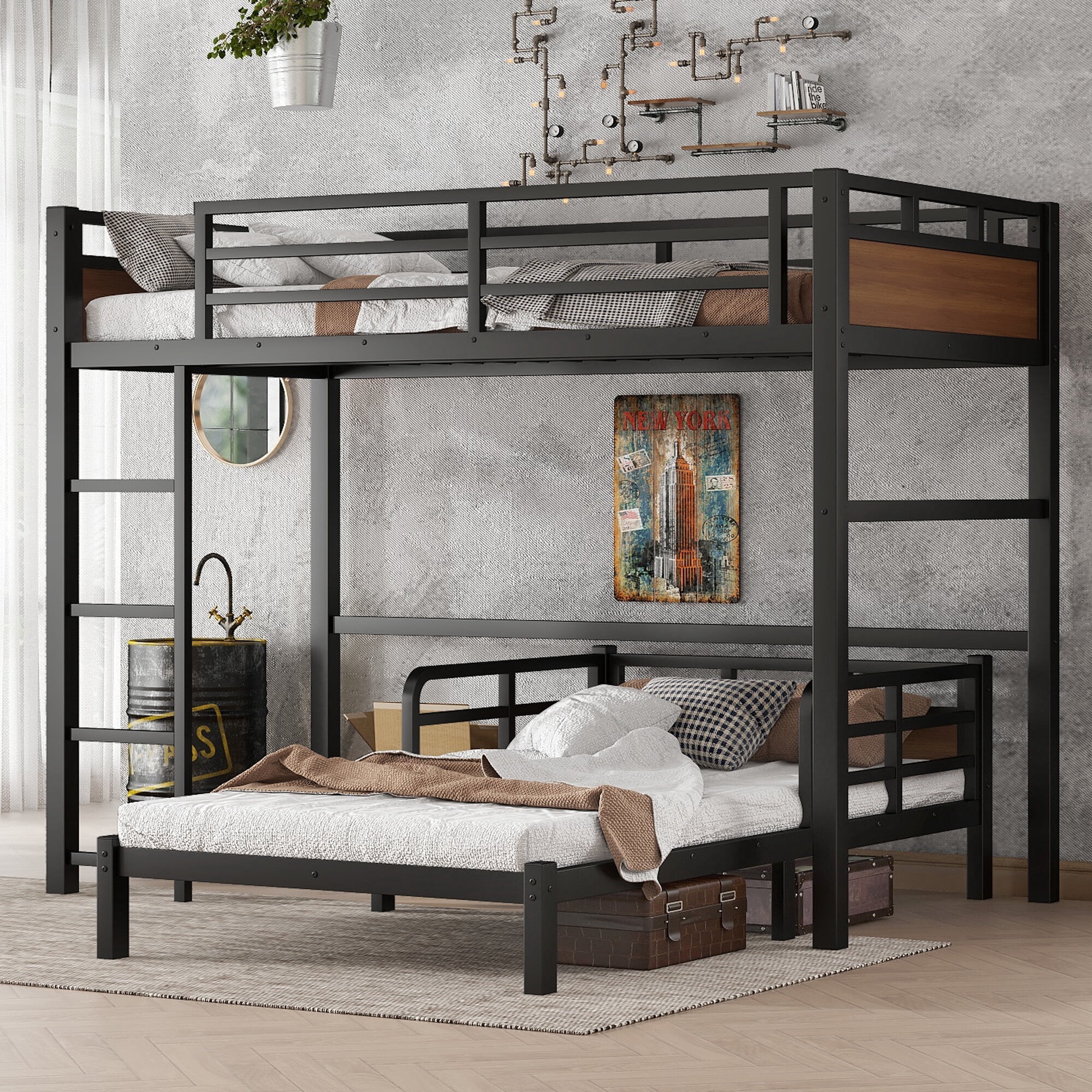 Bed Frames Twin XL over Twin XL Metal Bunk Bed/Metal Loft Bed,Separable ...