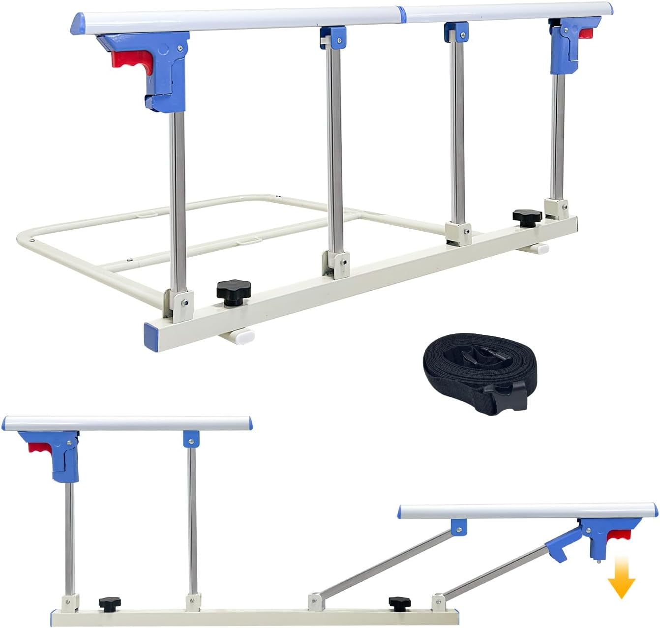 Bed Guard Rail for Adults Seniors Bed Railing Swing Down Bed Rail Under ...
