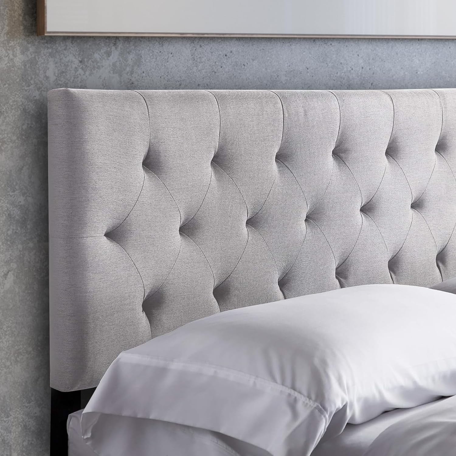 Bed Headboard - Mid-Rise Diamond Tufted Upholstered Headboard Queen ...