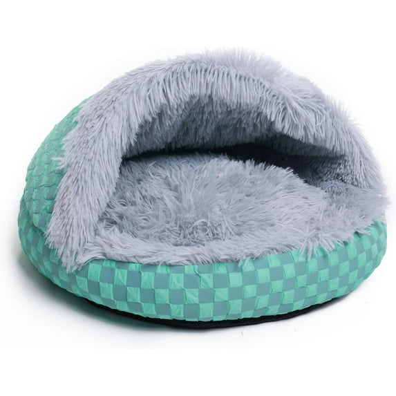 Bed Hooded Plush Nest with Self-Warming Cozy Cave, Calming Pet Bed for ...