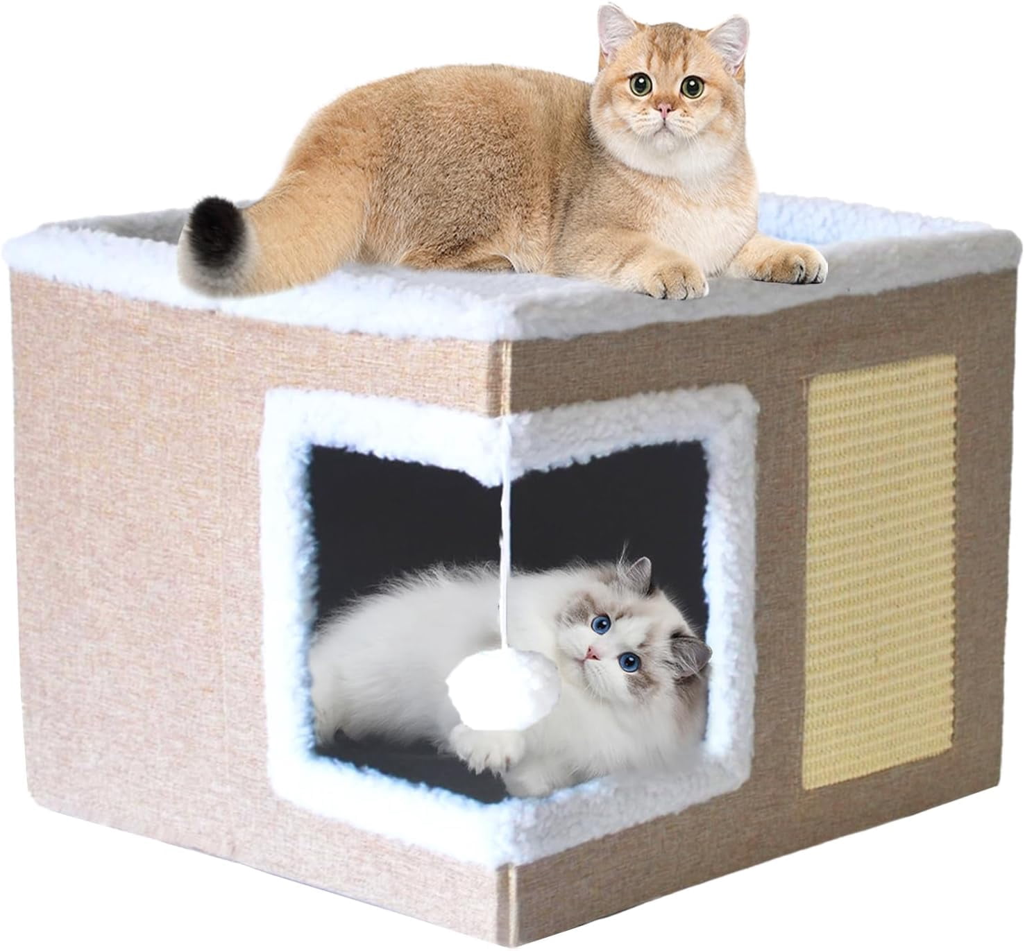 Bed for Indoor Cats Cube House,Large Covered Beds Cave & Furniture with ...
