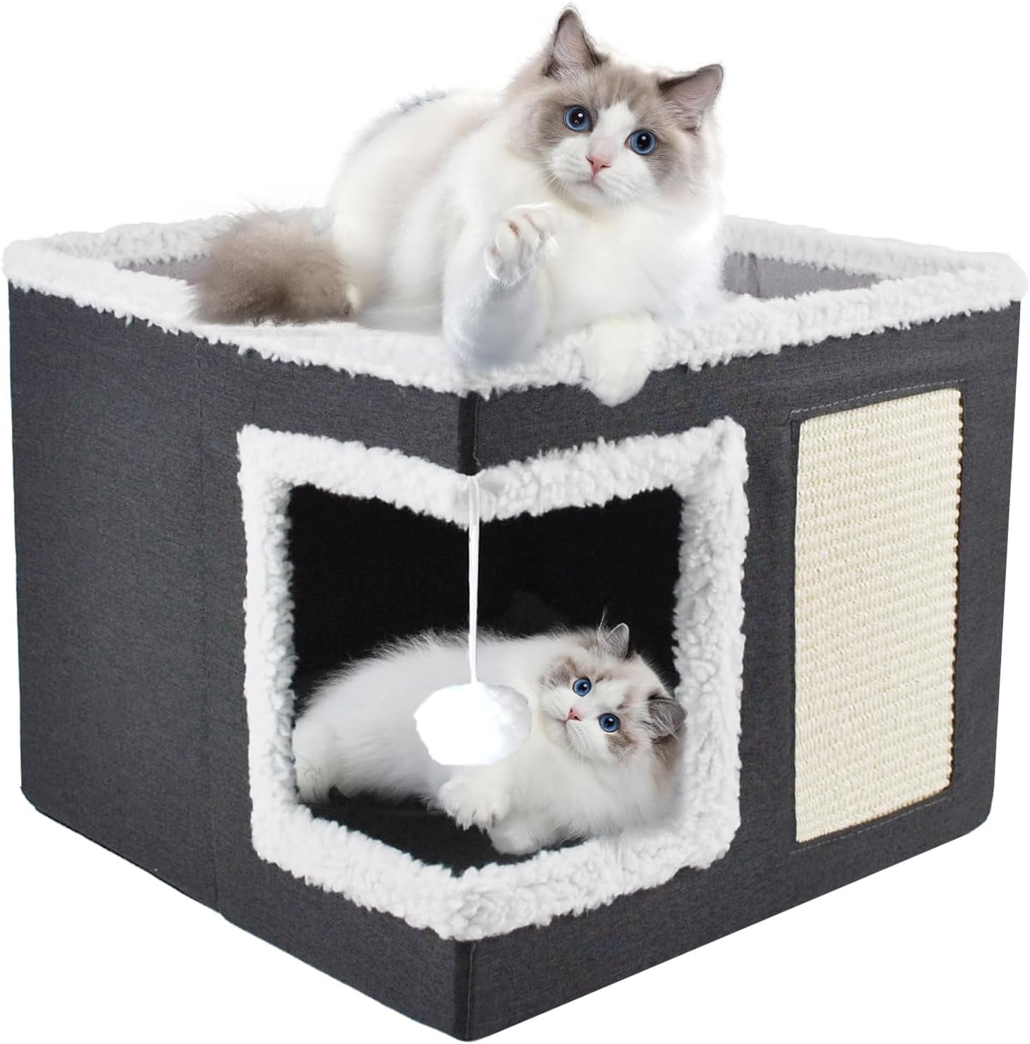 Bed for Indoor Cats Cube House,Large Covered Beds Cave & Furniture with ...