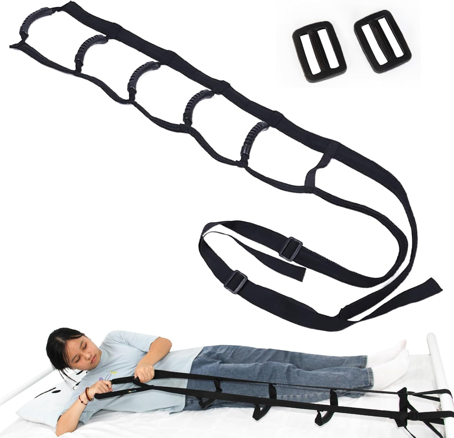 Bed Ladder Assist Pull Up Sit Up with 6 Handles, Adjustable Rope Bed ...