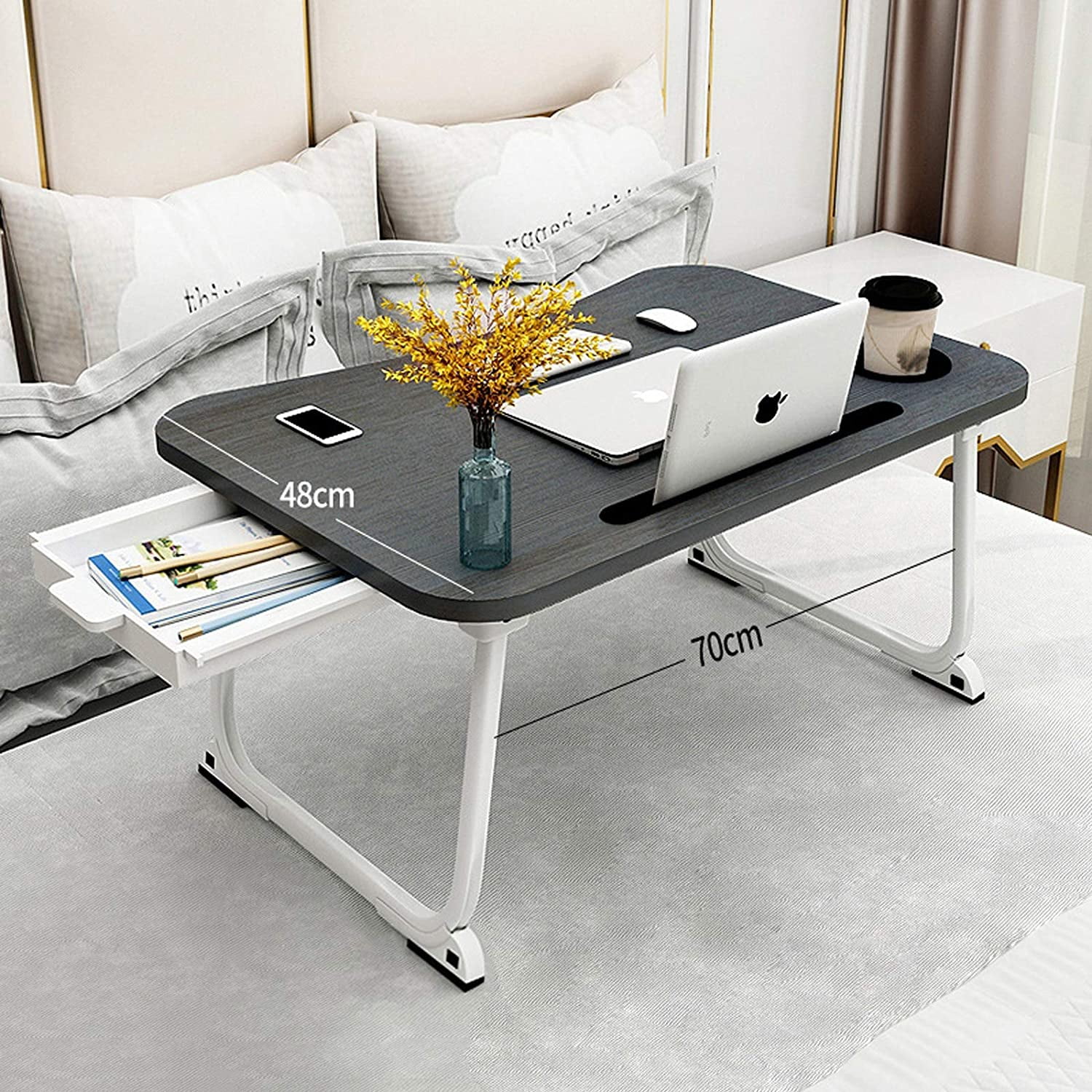 Bed Laptop Table, 26.8 Inch Extra Wide Lap Desk with Cup Holder for ...